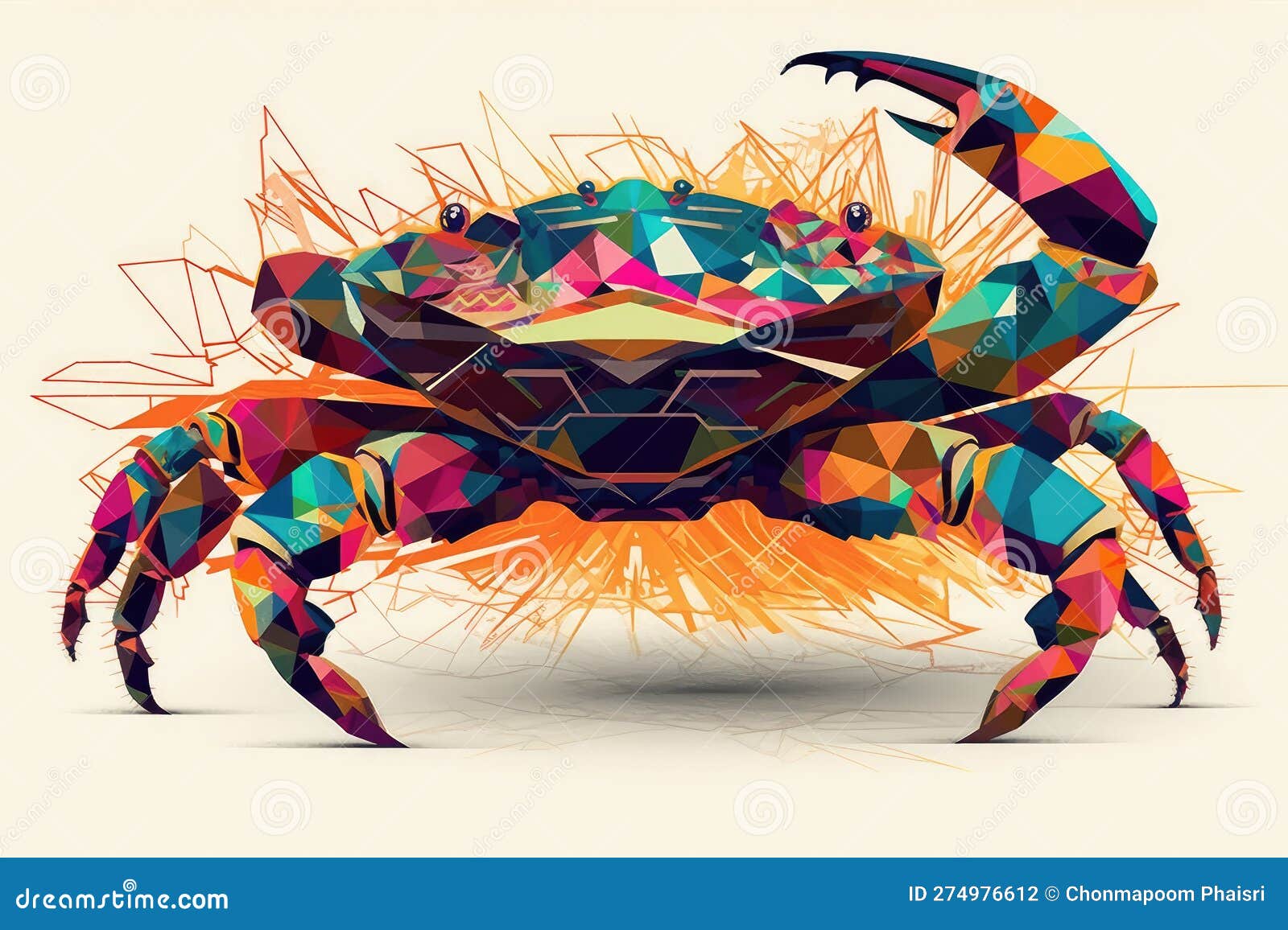 Illustration of a Crab in a Low Poly Style on Light Background ...