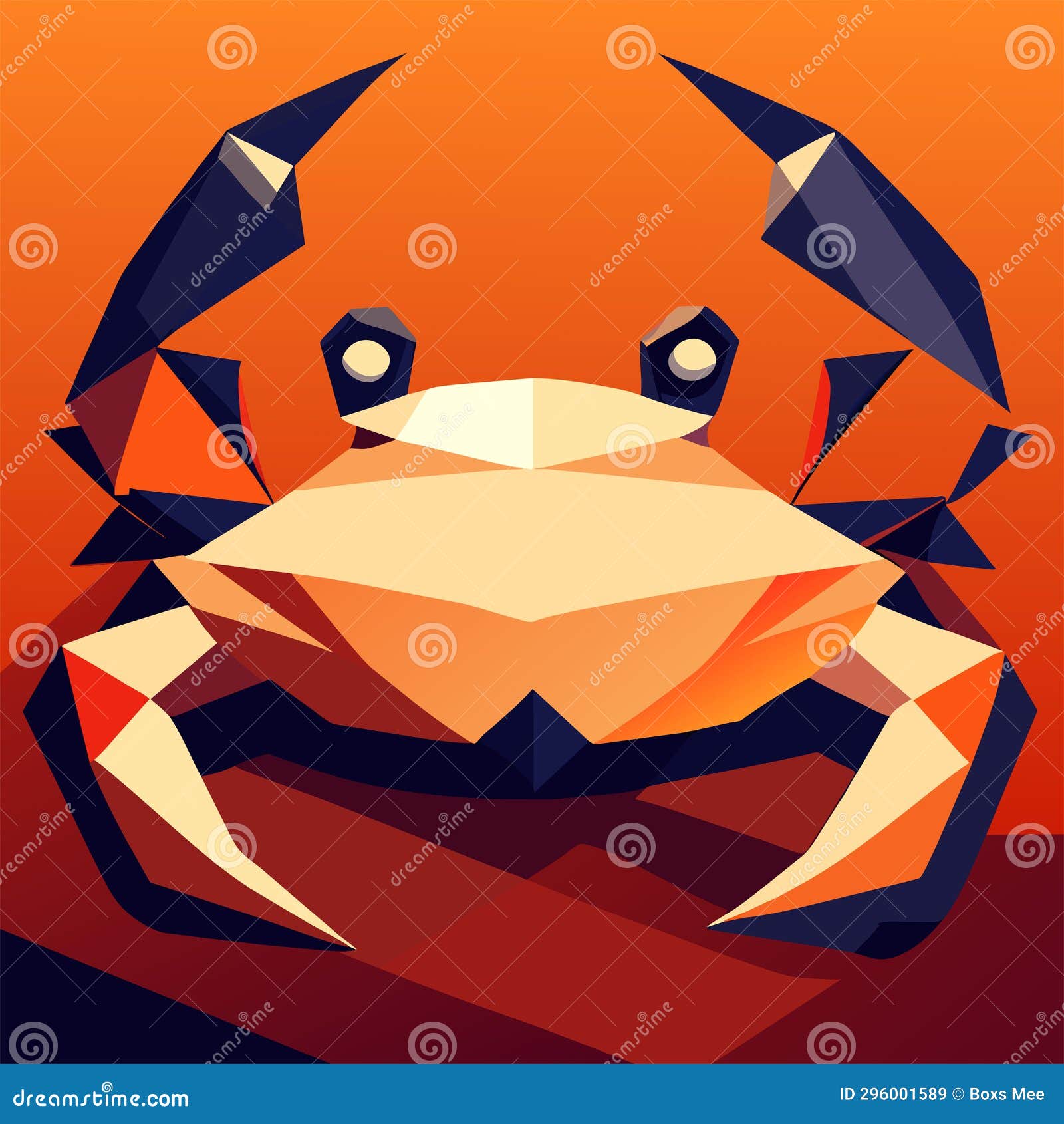 Illustration of a Crab in a Low Poly Style on an Orange Background AI ...