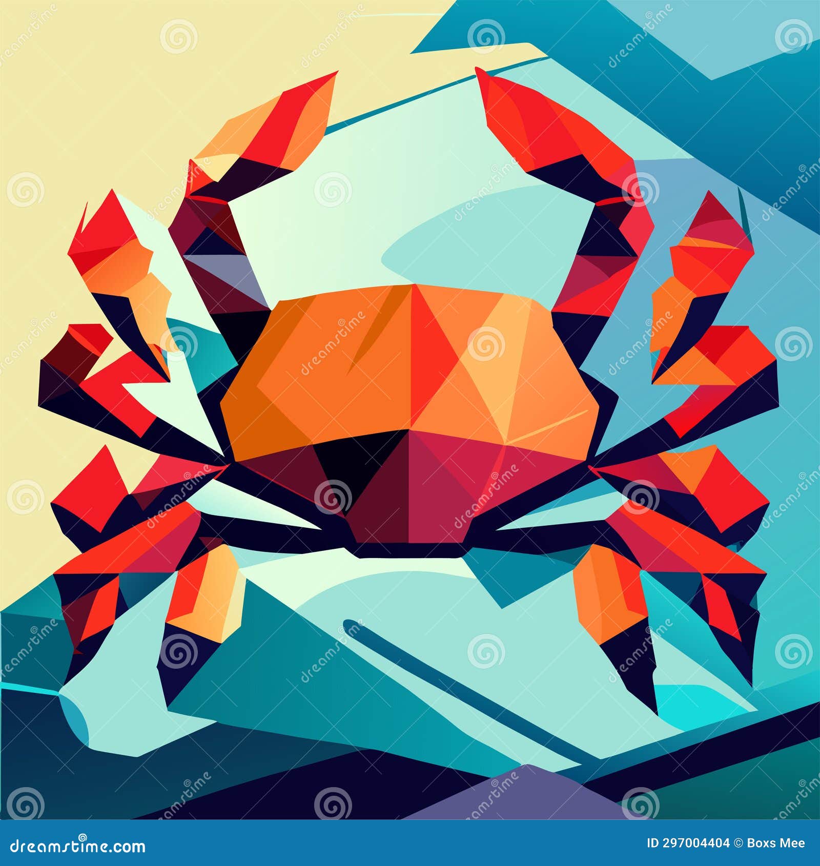 Illustration of a Crab in a Low Poly Style, Vector Illustration ...