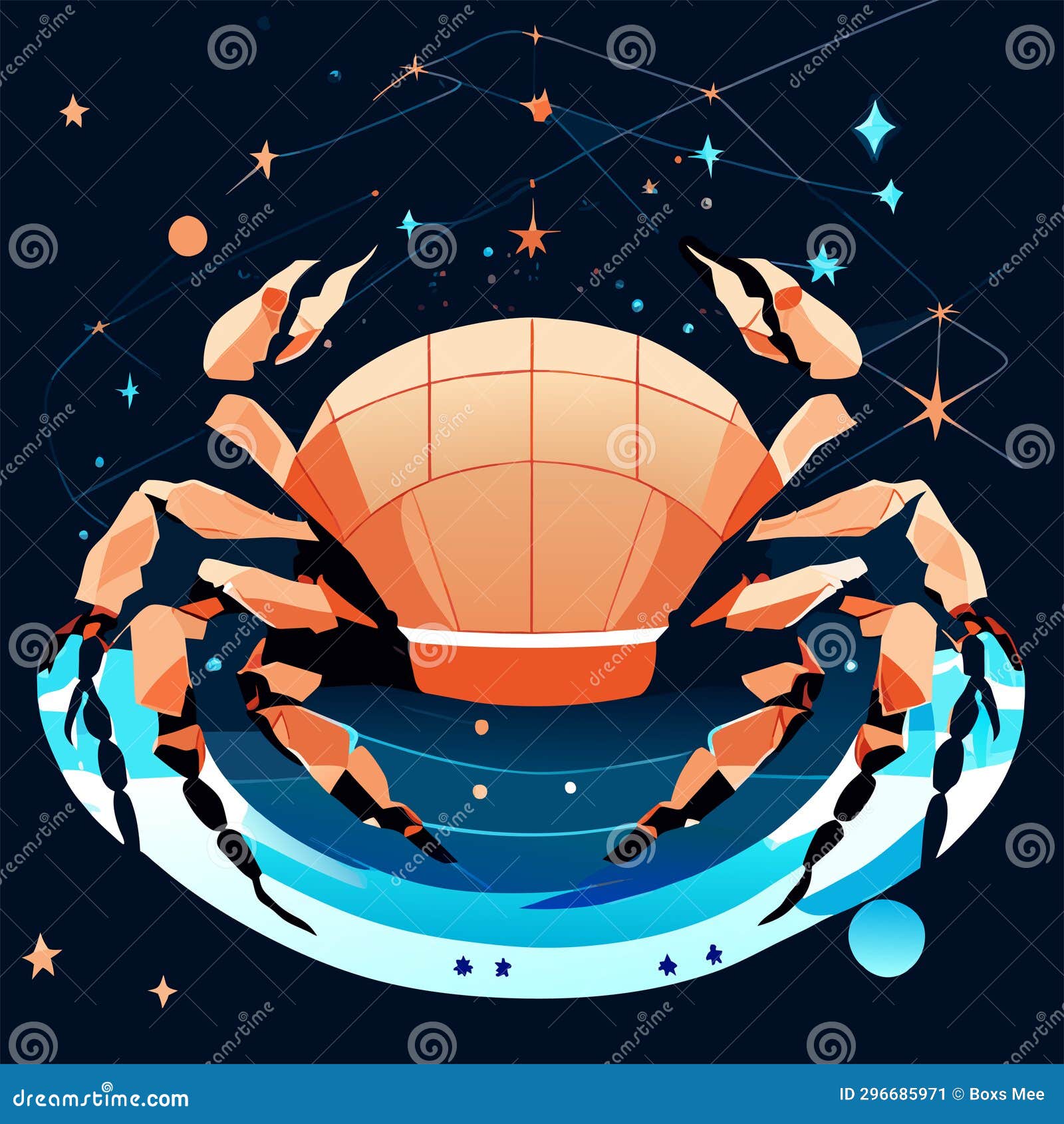 Illustration of a Crab in Outer Space. Vector Illustration in Cartoon ...