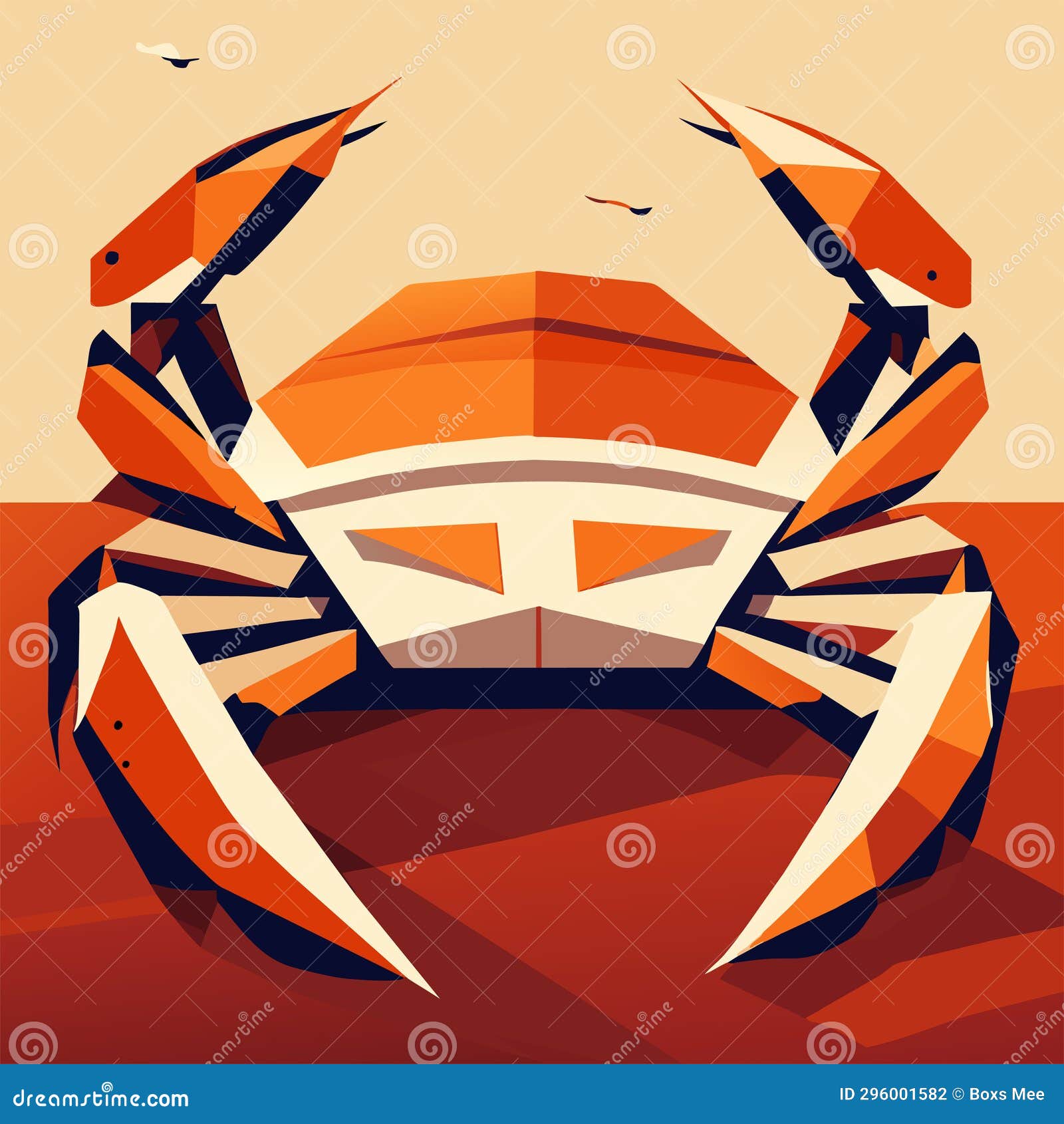 Illustration of a Crab in the Style of a Flat Design. Generative AI ...