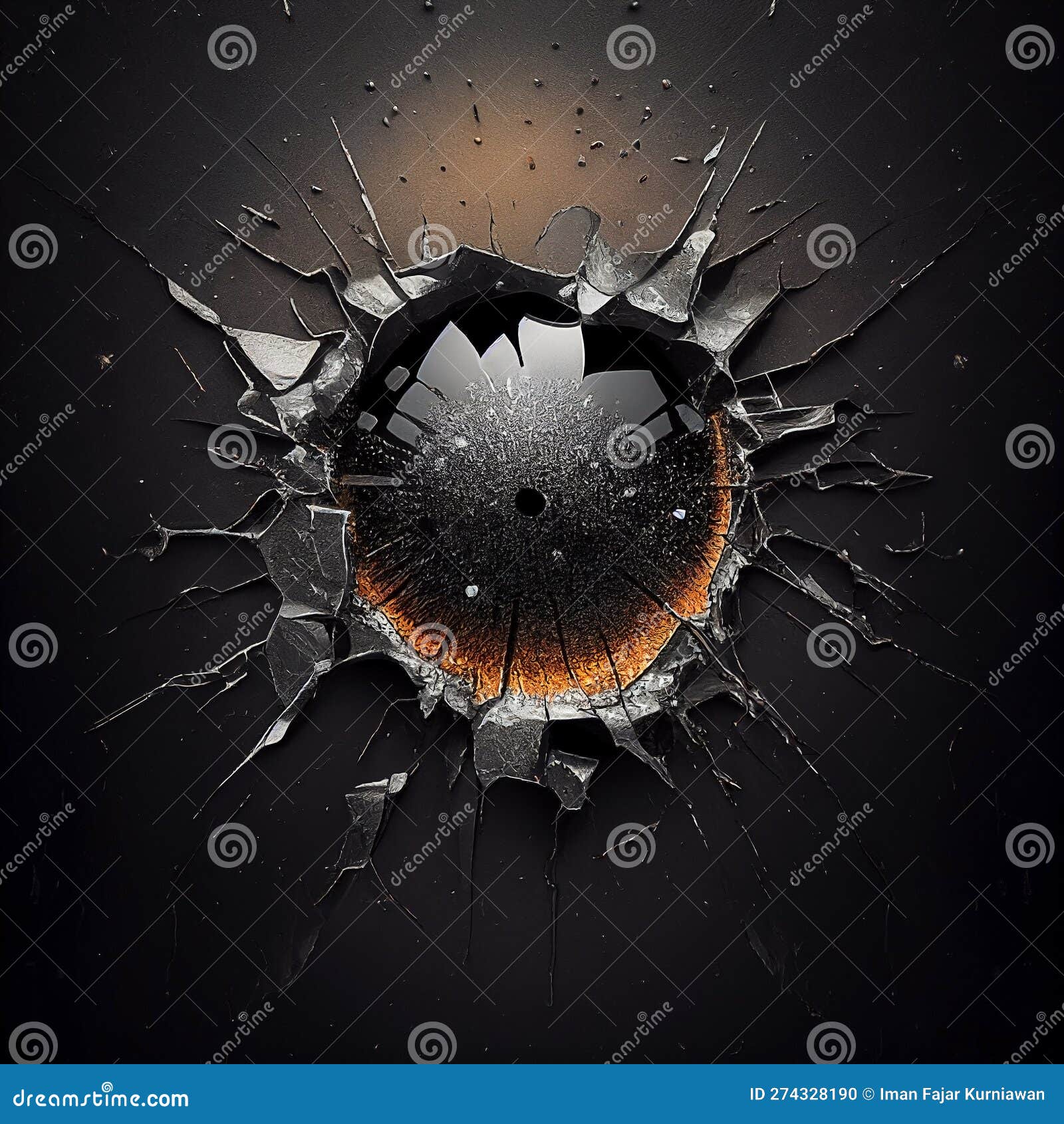 Cracked Bullet Hole on the Glass Stock Illustration - Illustration of ...