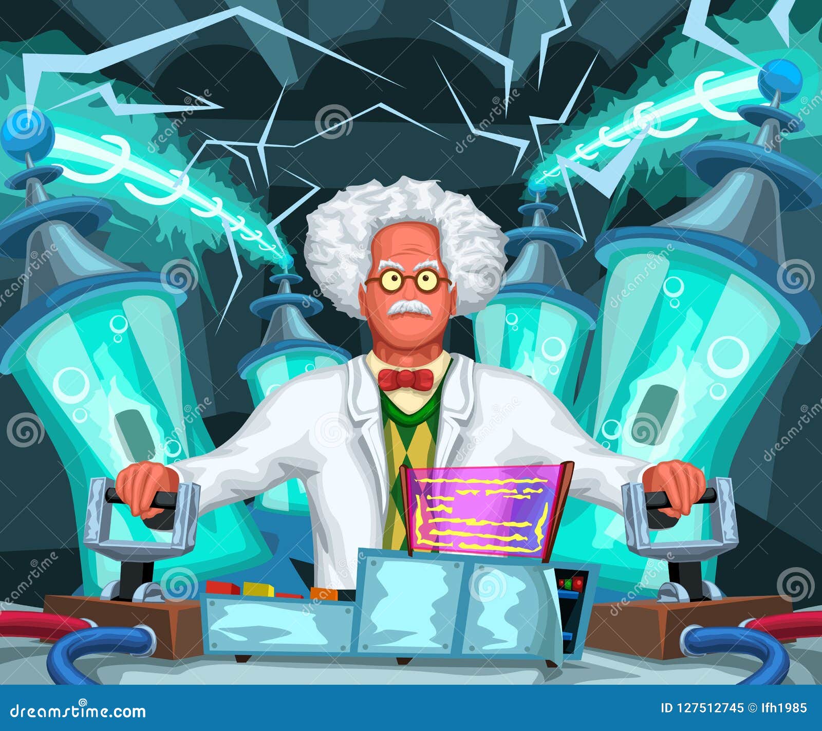Crazy Mad Scientist Characte In 3d Waving His Arms And Cheering Stock ...