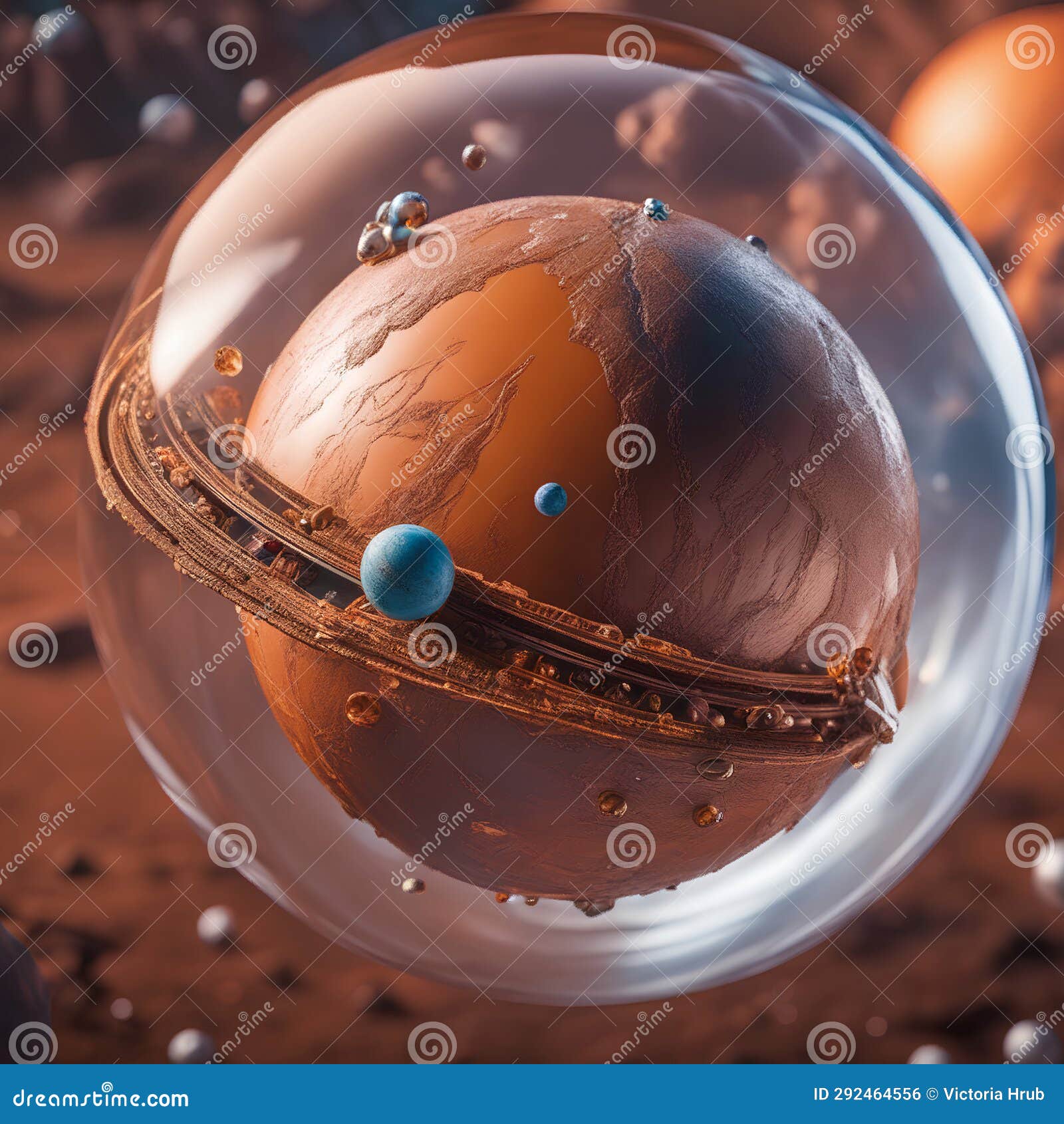 Illustration, 3D Volumetric Planet Mars in a Bubble Stock Illustration ...