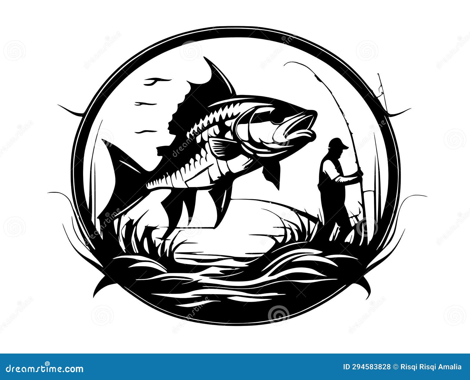 Illustration of a Fishing Logo on a Transparent Background Stock Photo ...
