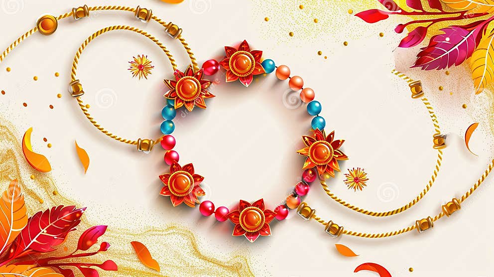 Illustration of a Creative Rounded Frame Decorated Beautiful Rakhi on a ...