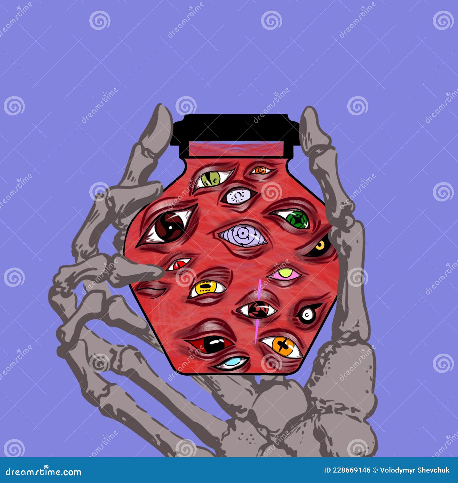 Creepy Jar with Eyes stock vector. Illustration of hand - 228669146