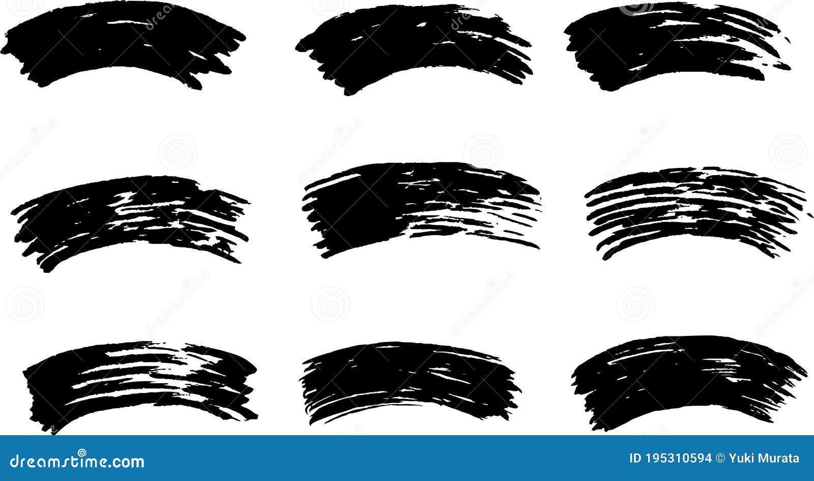 Illustration of a Crooked Black Thick Brushstroke Set Stock Vector ...