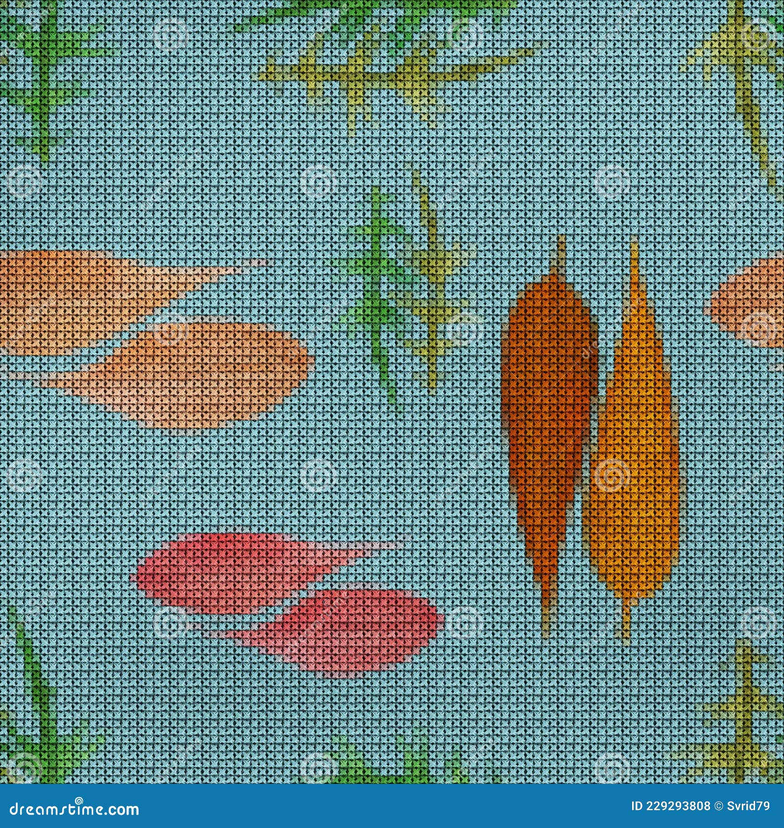 Illustration. Cross-stitch. Texture of Flowers. Seamless Pattern for ...