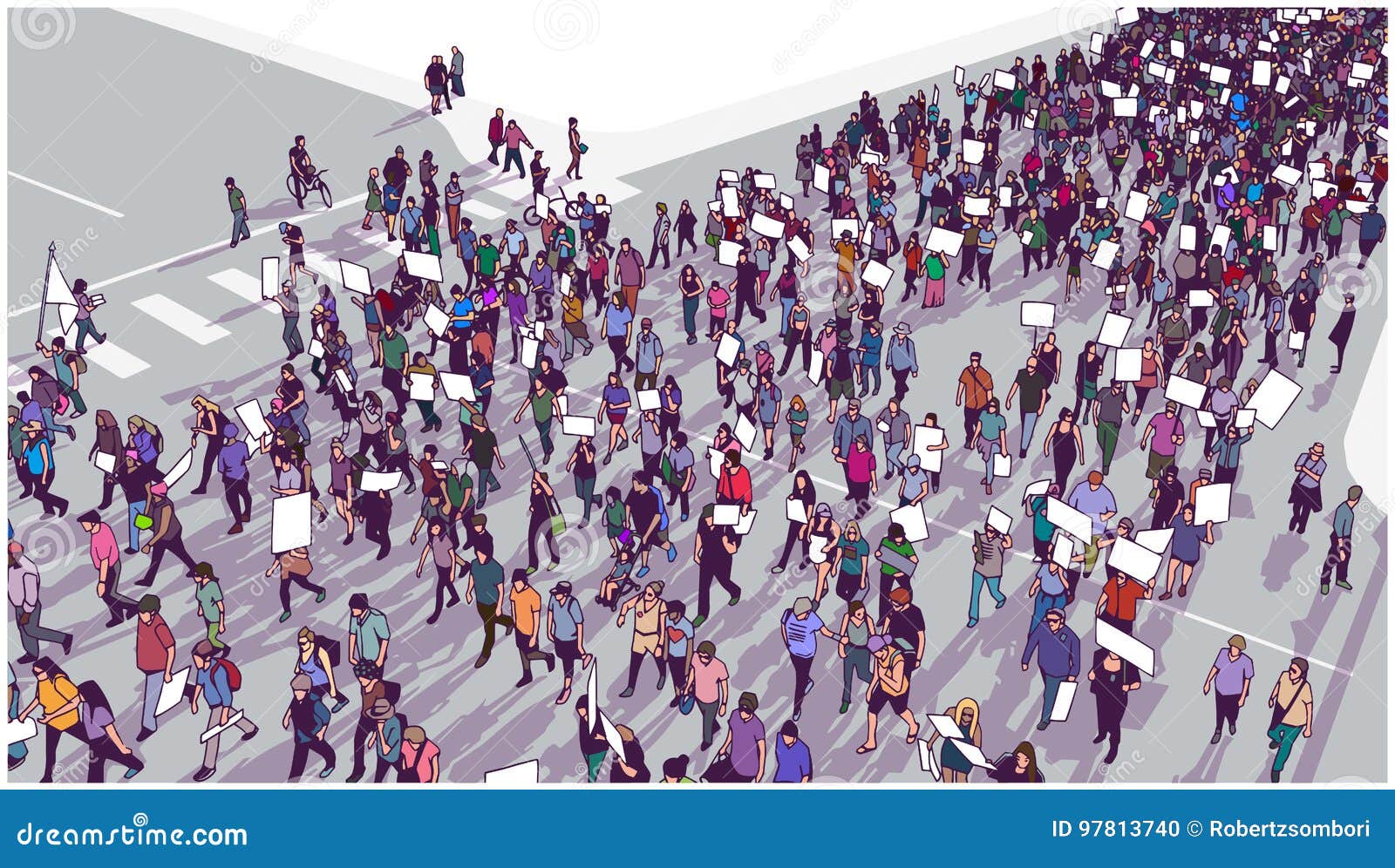 Illustration of Crowd Marching and Demonstrating for Equality Stock ...