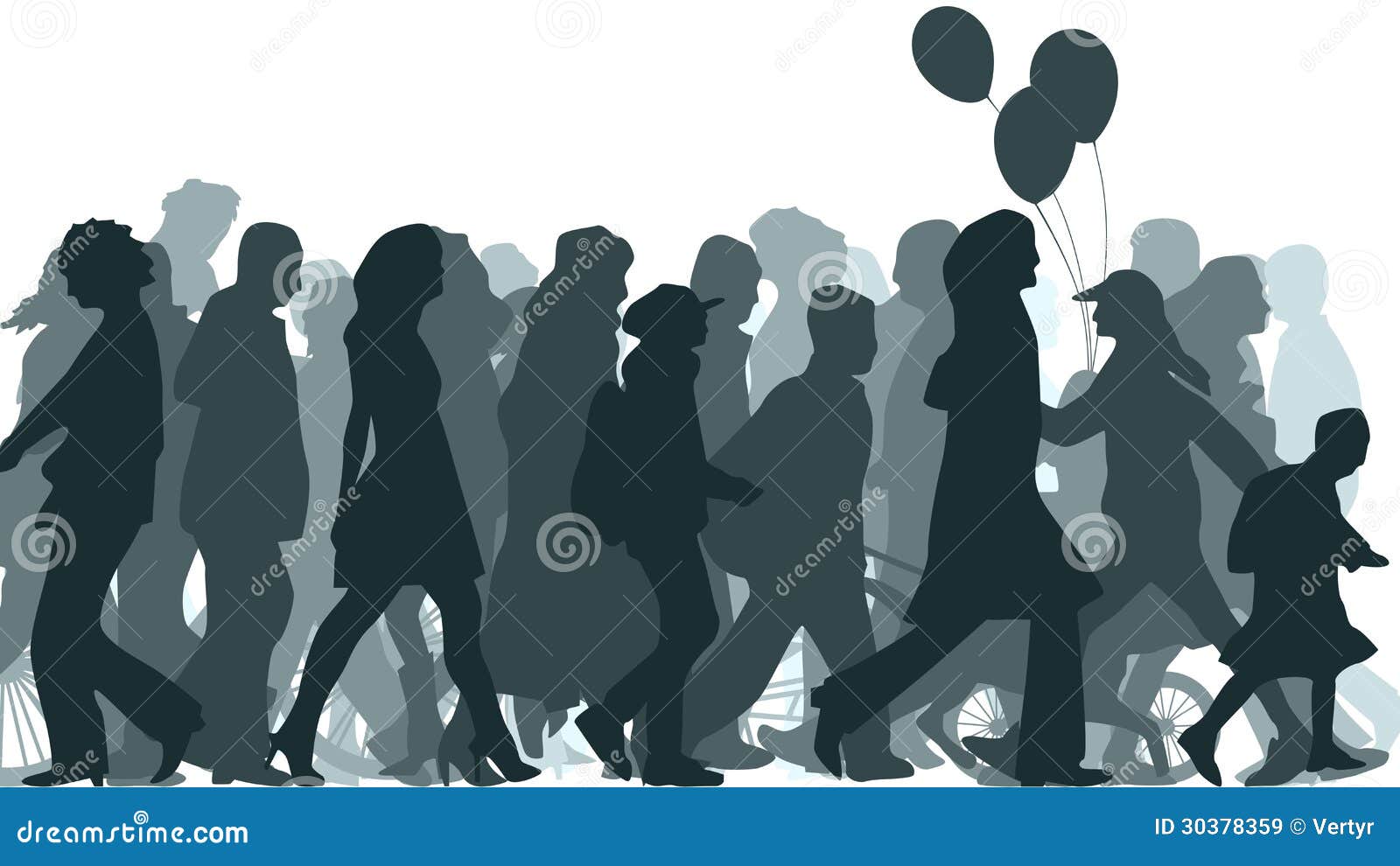 Illustration of Crowd Moved Unknown People. Stock Vector - Illustration ...