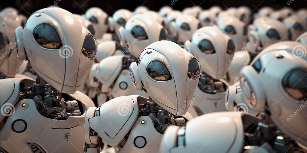 Illustration of a Crowd of Robots, All Look the Same Stock Illustration ...