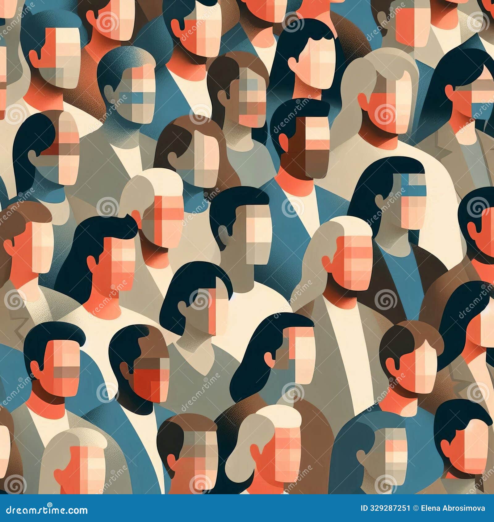 Illustration a Crowd with Stylized Features, No Distinct Facial ...