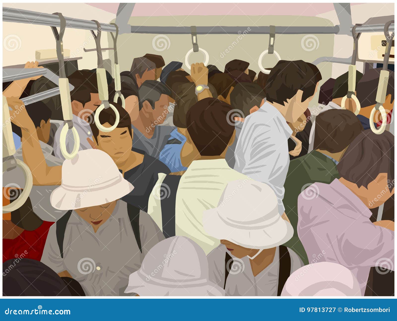 Crowded Subway Cartoon