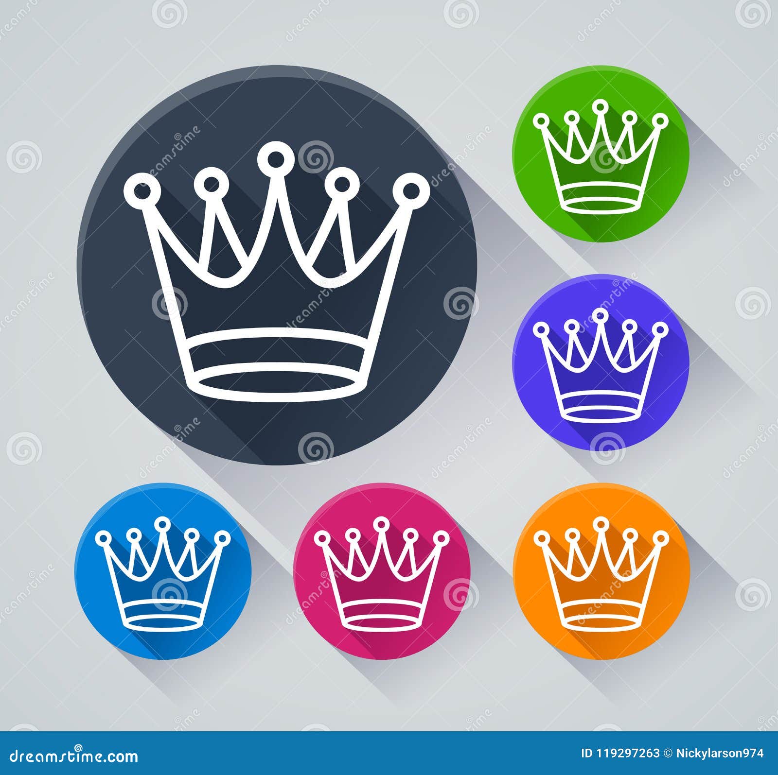 Crown Circle Icons with Shadow Stock Vector - Illustration of purple ...