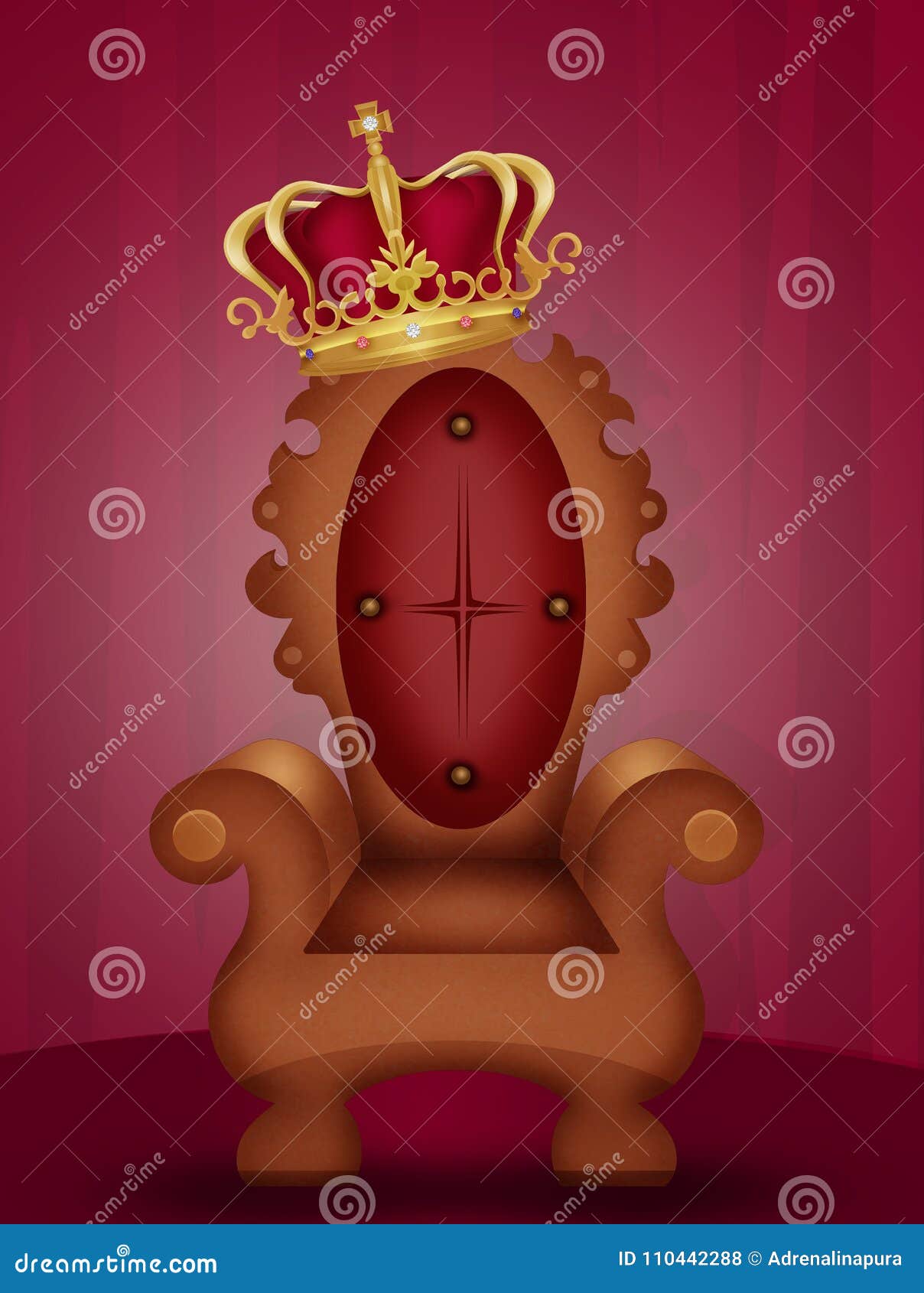 Crown on the throne stock illustration. Illustration of kingdom - 110442288