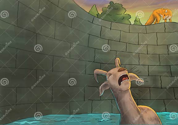 Illustration Crying Goat Inside Well Stock Illustration - Illustration ...