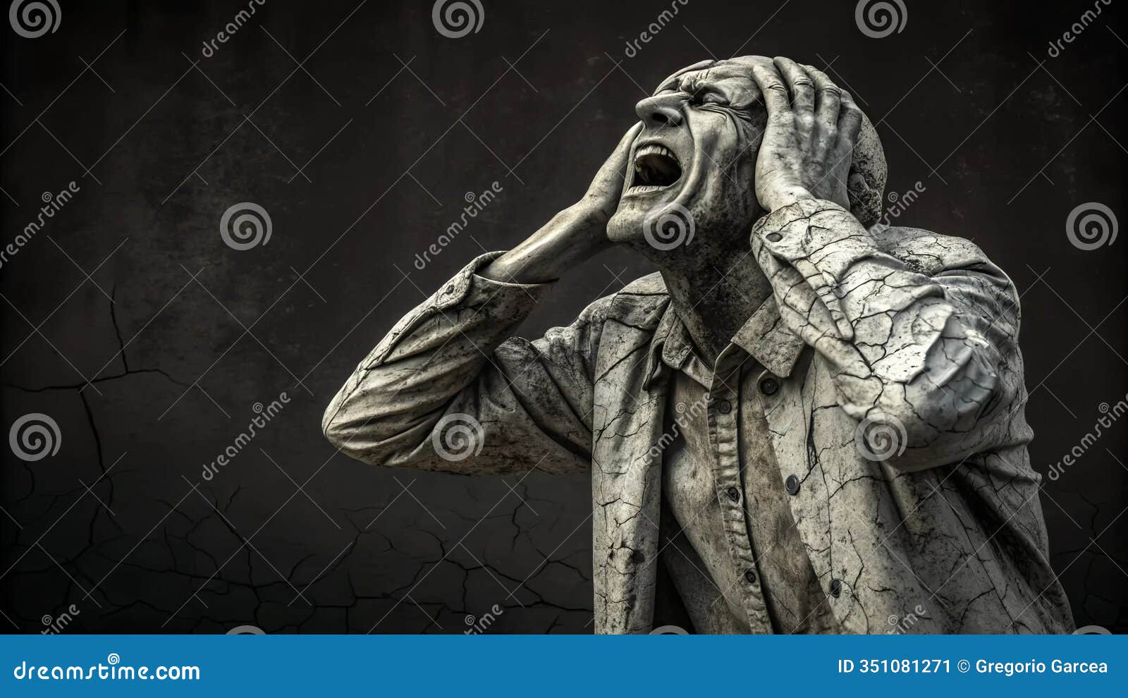 Stoned man crying for help stock illustration. Illustration of painting ...