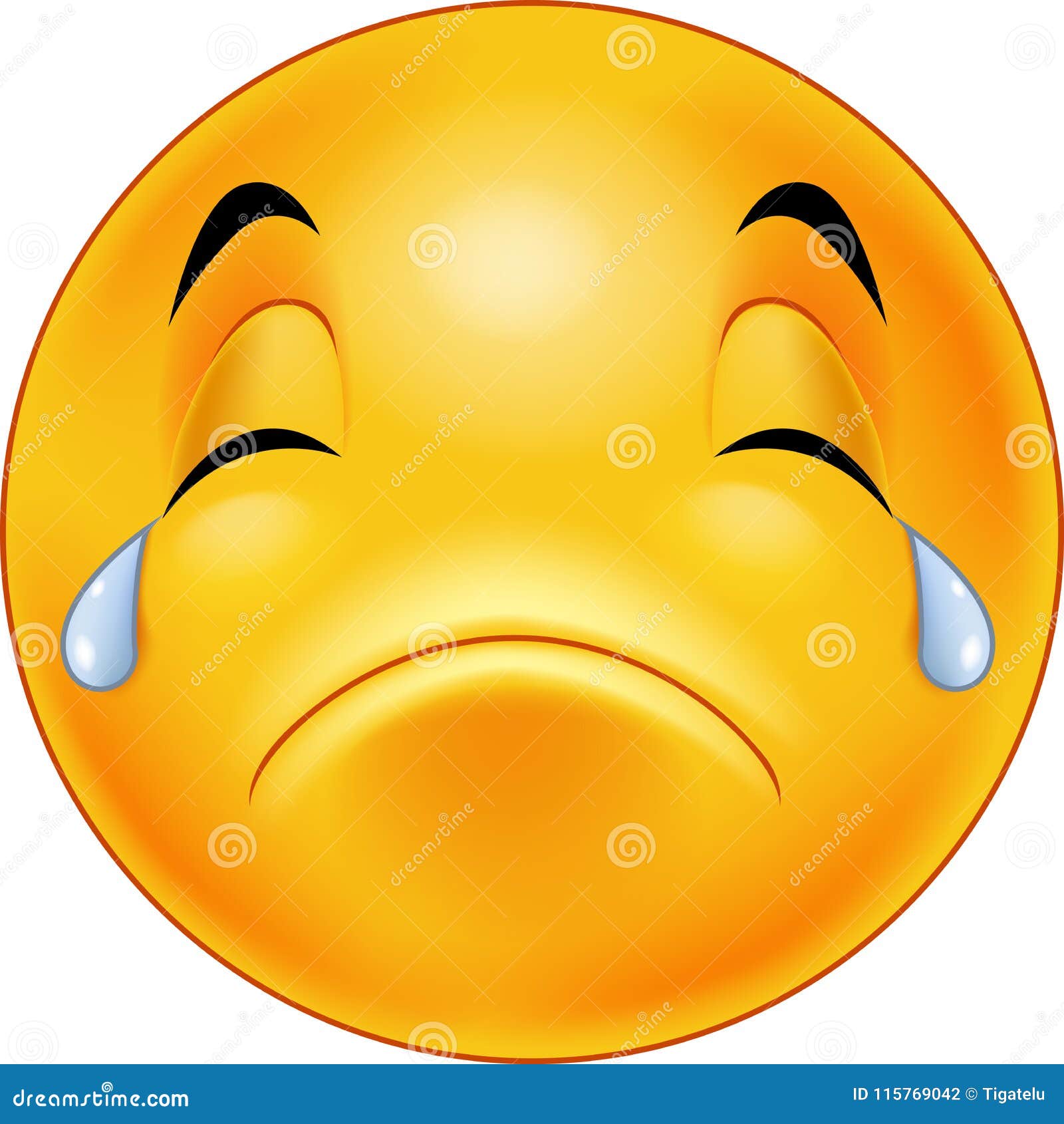 Sad Crying Smiley Emoticon Character Vector Illustration ...