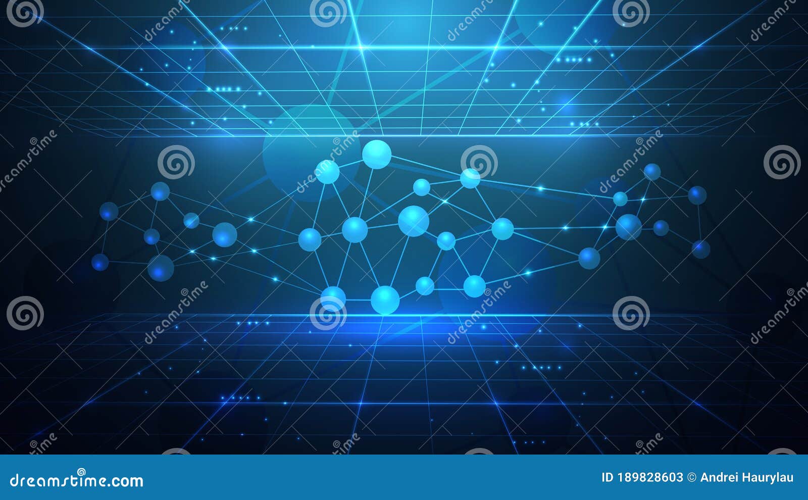 Illustration of a Crystal Lattice of Atoms and Particles. Stock Image ...