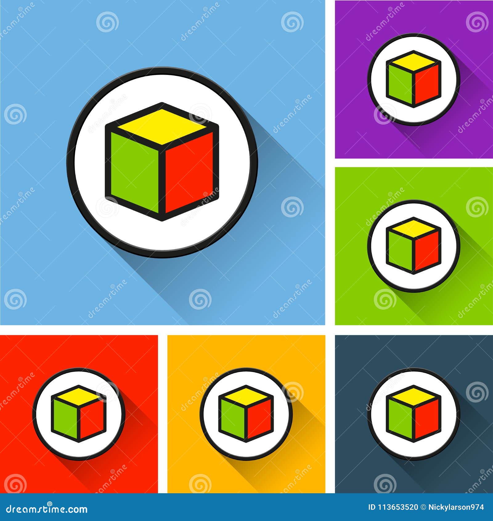 Cube Icons with Long Shadow Stock Vector - Illustration of symbol ...
