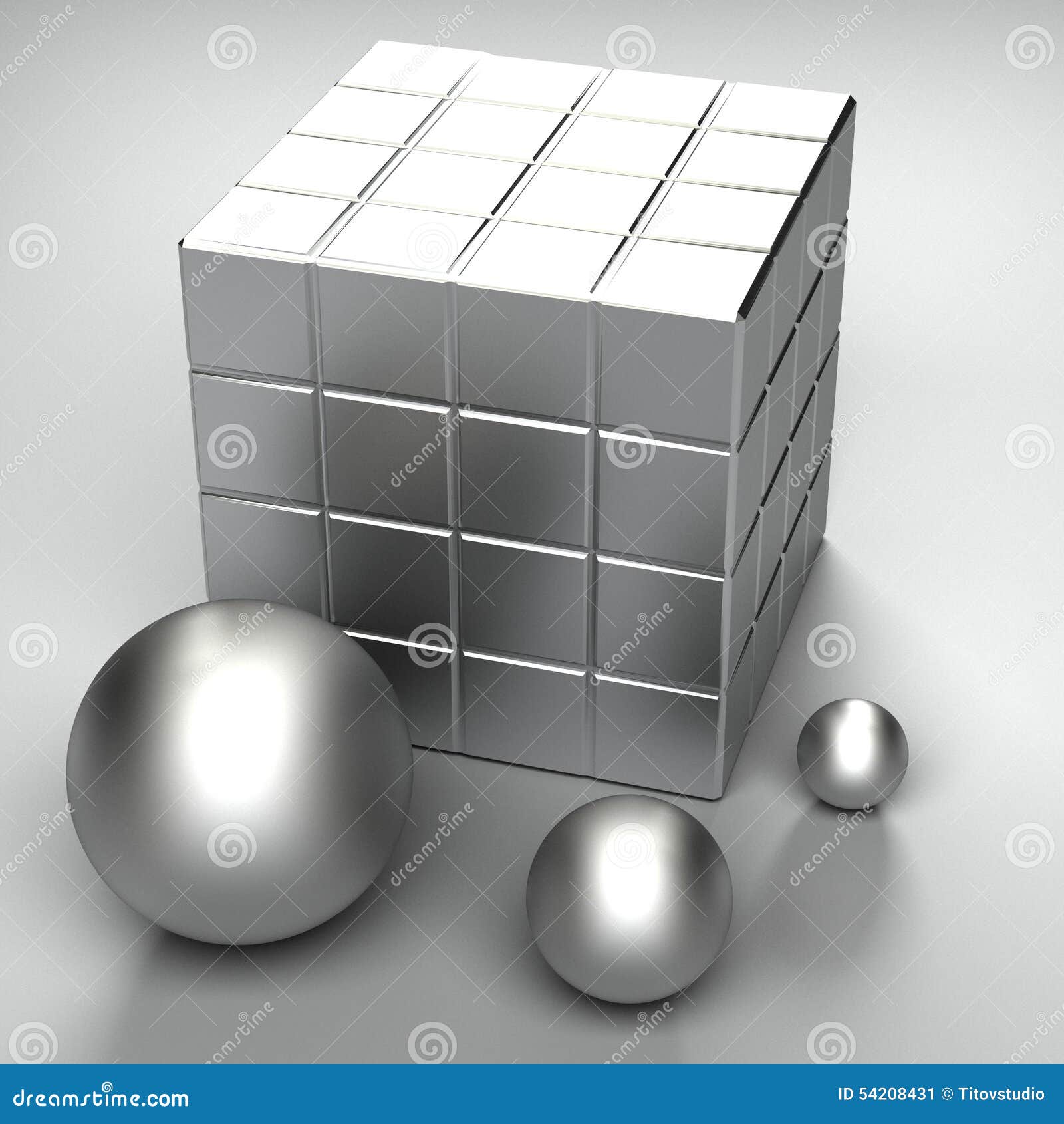 Illustration of Cube and Spheres Stock Illustration - Illustration of ...