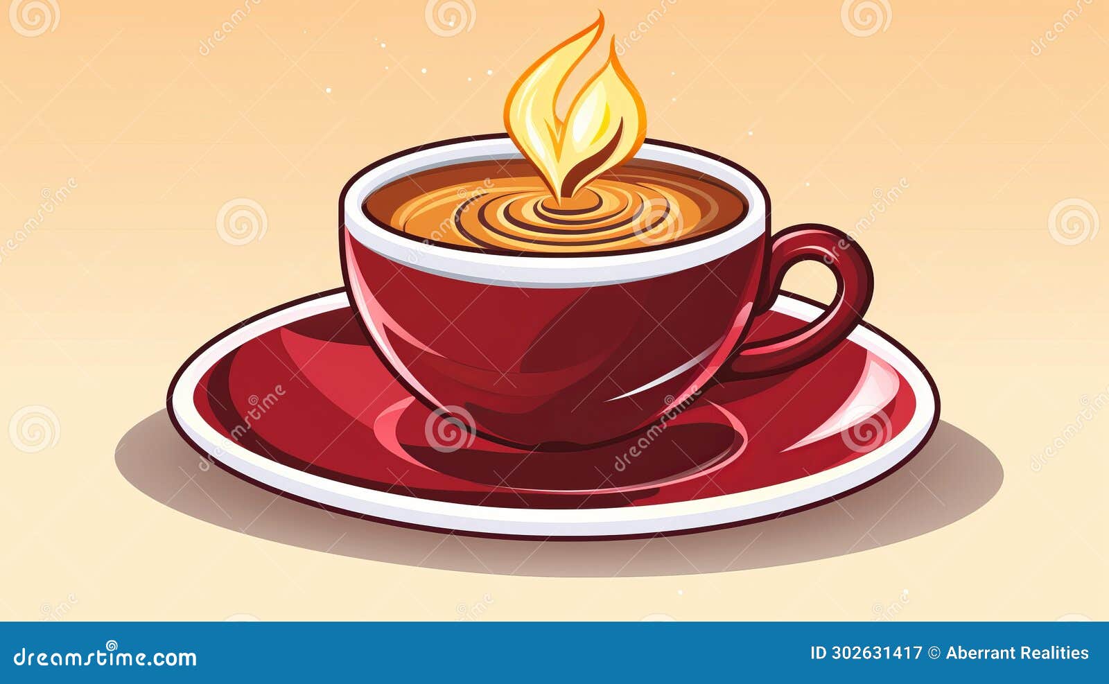 Illustration of a Cup of Coffee with a Flame on Top Stock Illustration ...
