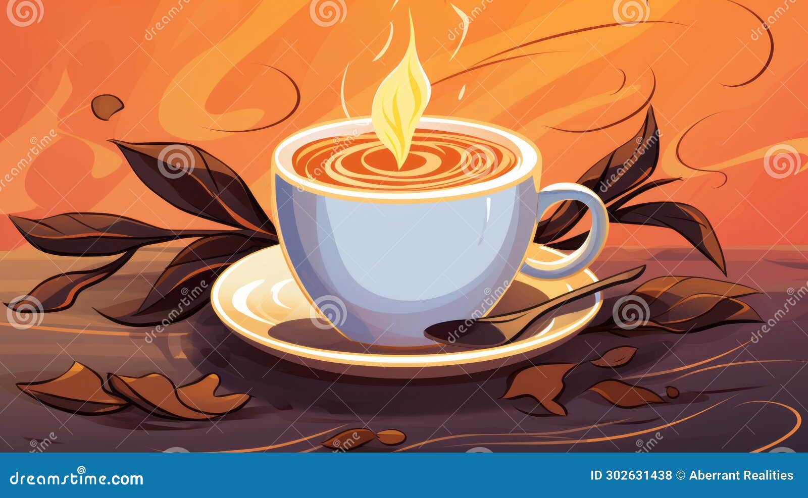 Illustration of a Cup of Coffee with Flames Stock Illustration ...