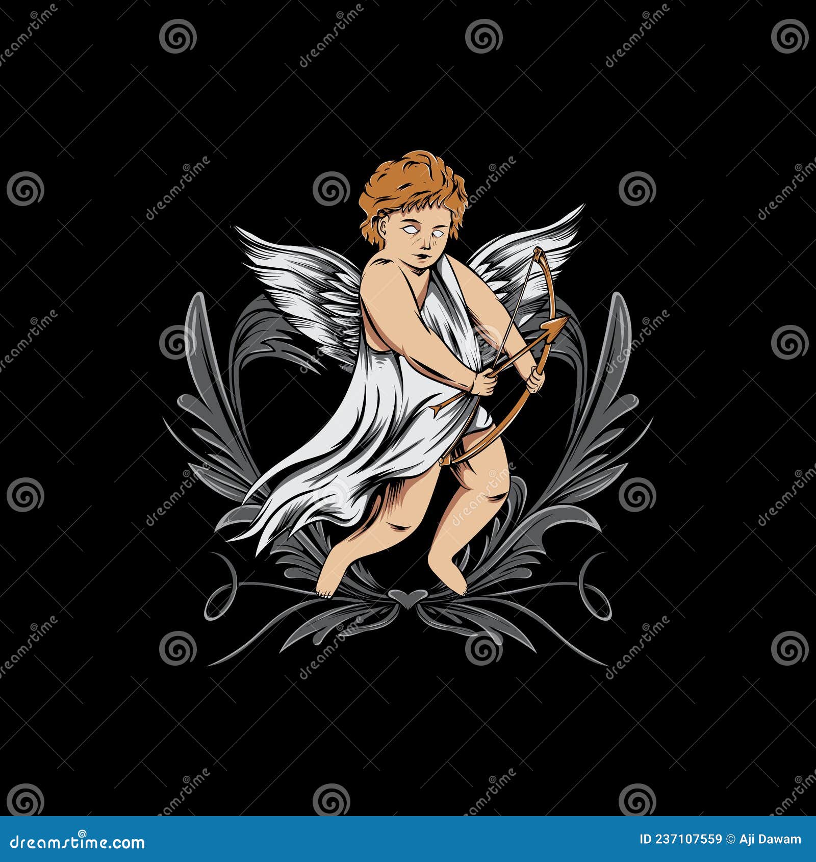 Illustration Cupide Avec Ornement Illustration de Vecteur ...