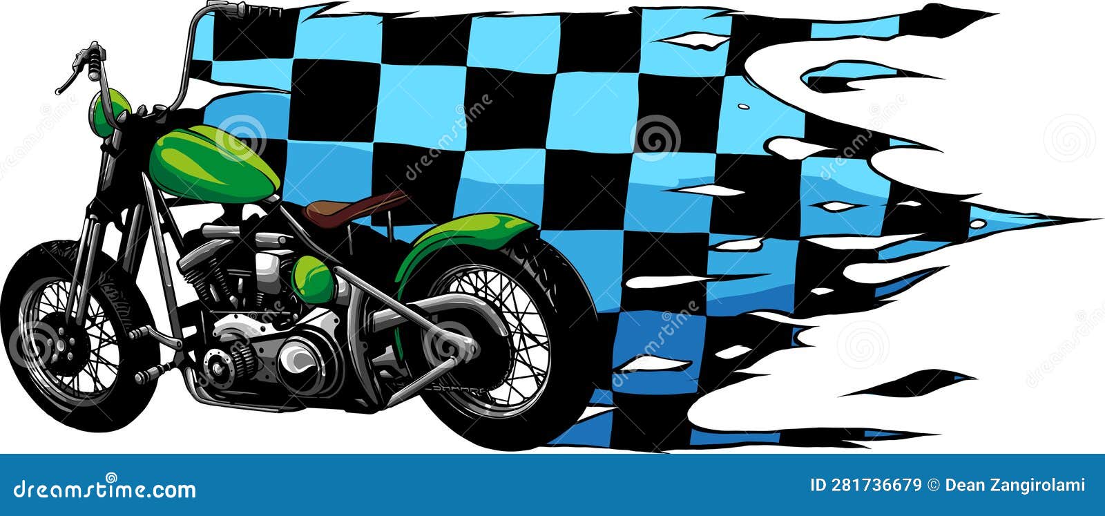 Vector Illustration of Custom Bike with Race Flag Stock Vector ...