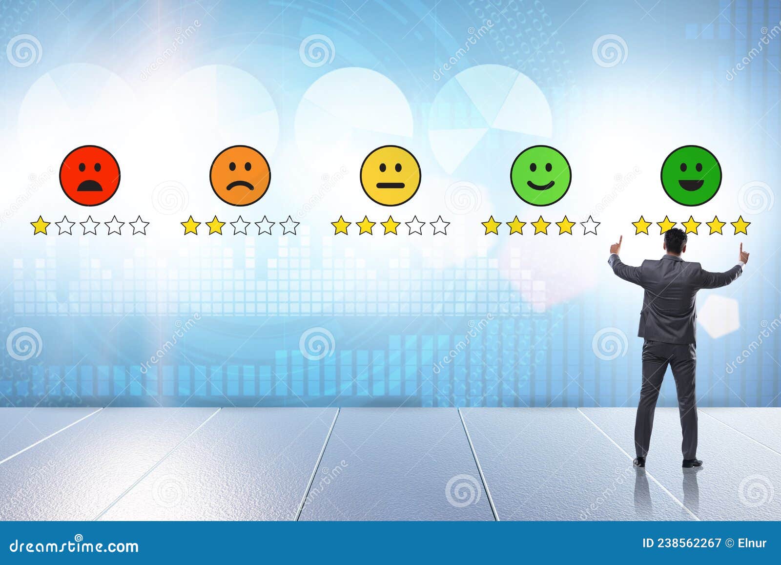 Illustration of Customer Feedback with Faces and Businessman Stock ...