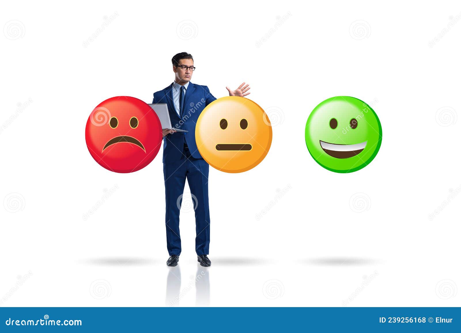 Illustration of Customer Feedback with Faces and Businessman Stock ...