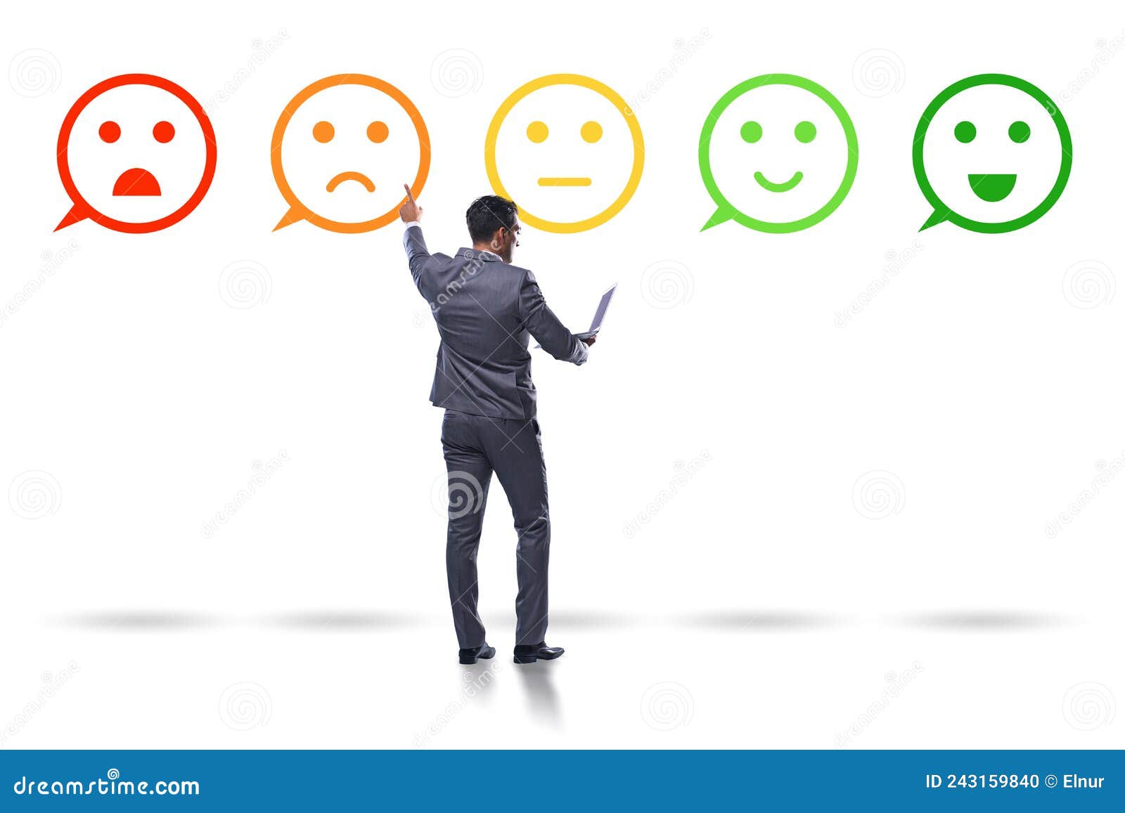 Illustration of Customer Feedback with Faces and Businessman Stock ...