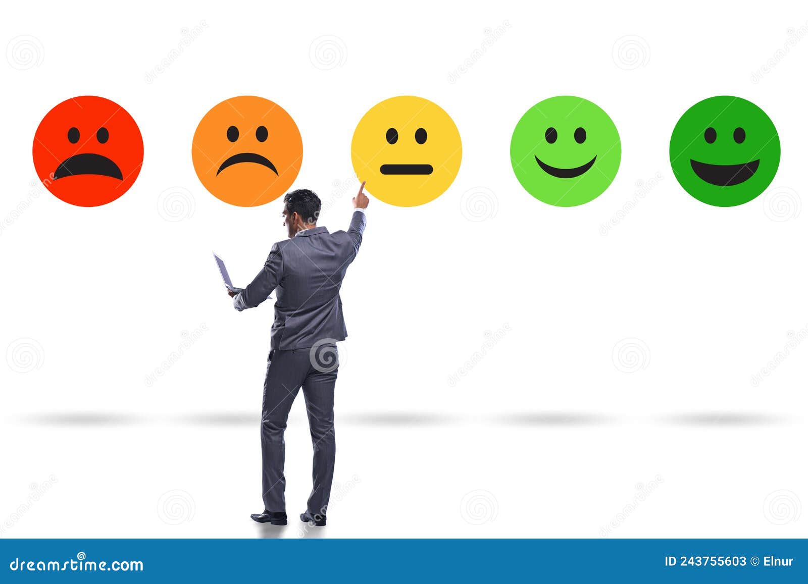 Illustration of Customer Feedback with Faces and Businessman Stock ...