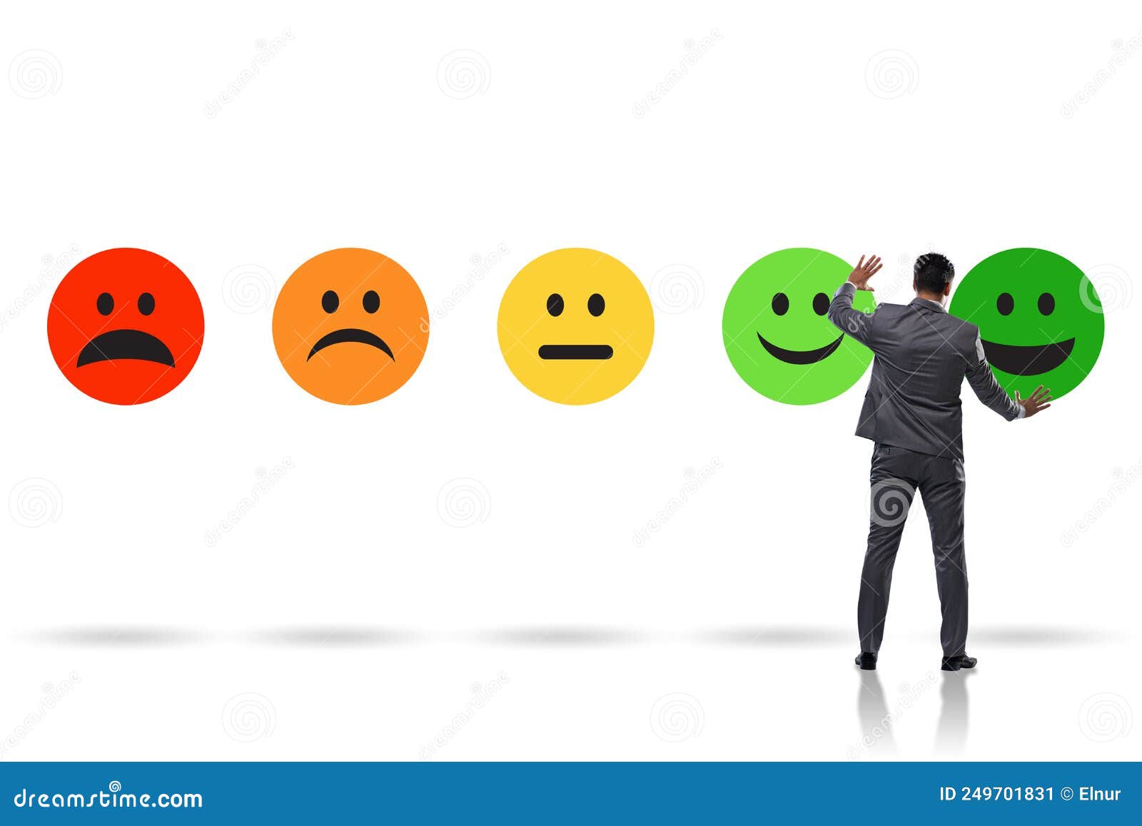 Illustration of Customer Feedback with Faces and Businessman Stock ...