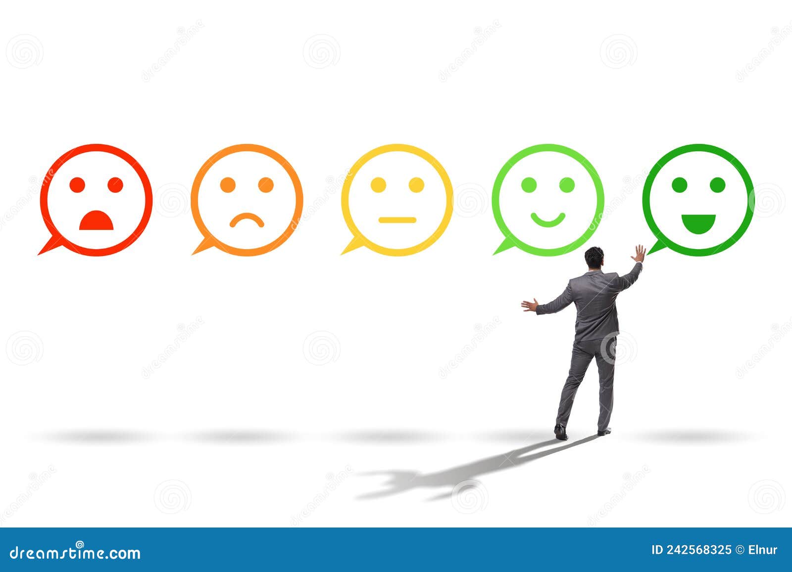 Illustration of Customer Feedback with Faces and Businessman Stock ...
