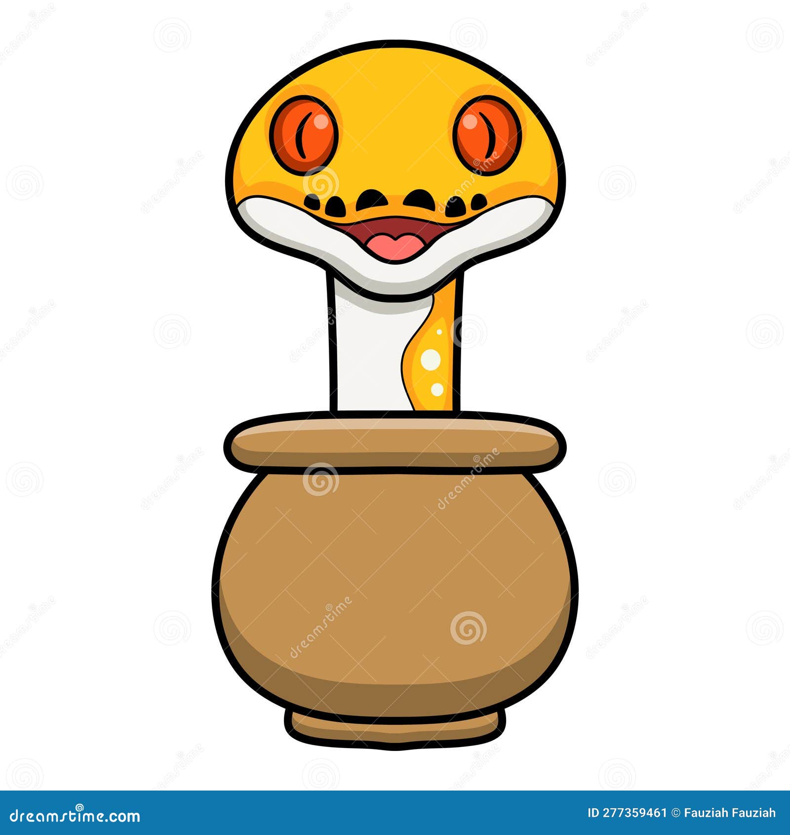 Cute Albino Pied Reticulated Python Cartoon Inside The Pot Vector ...