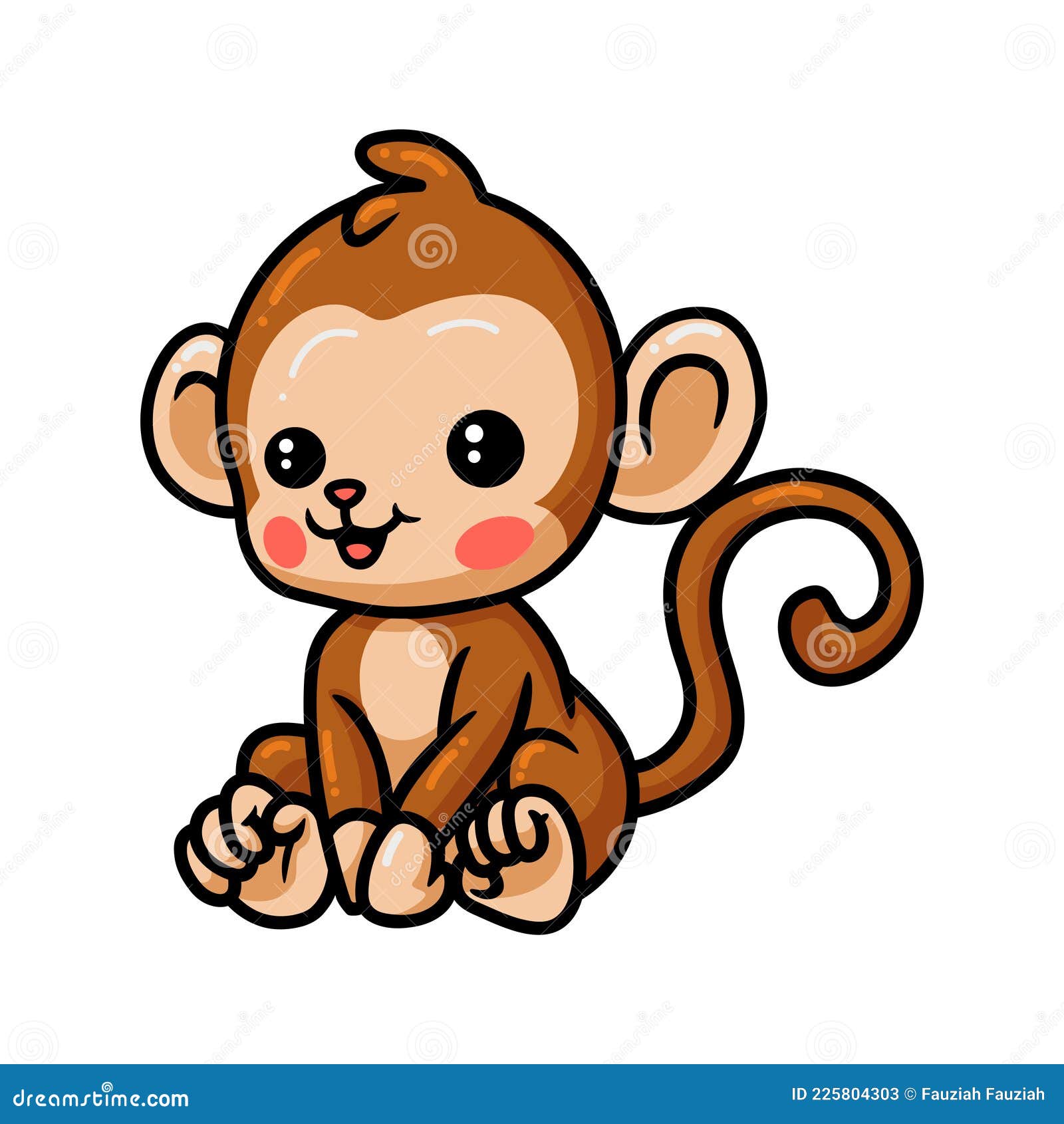 Cute Baby Monkey Cartoon Sitting Stock Vector - Illustration of animal ...