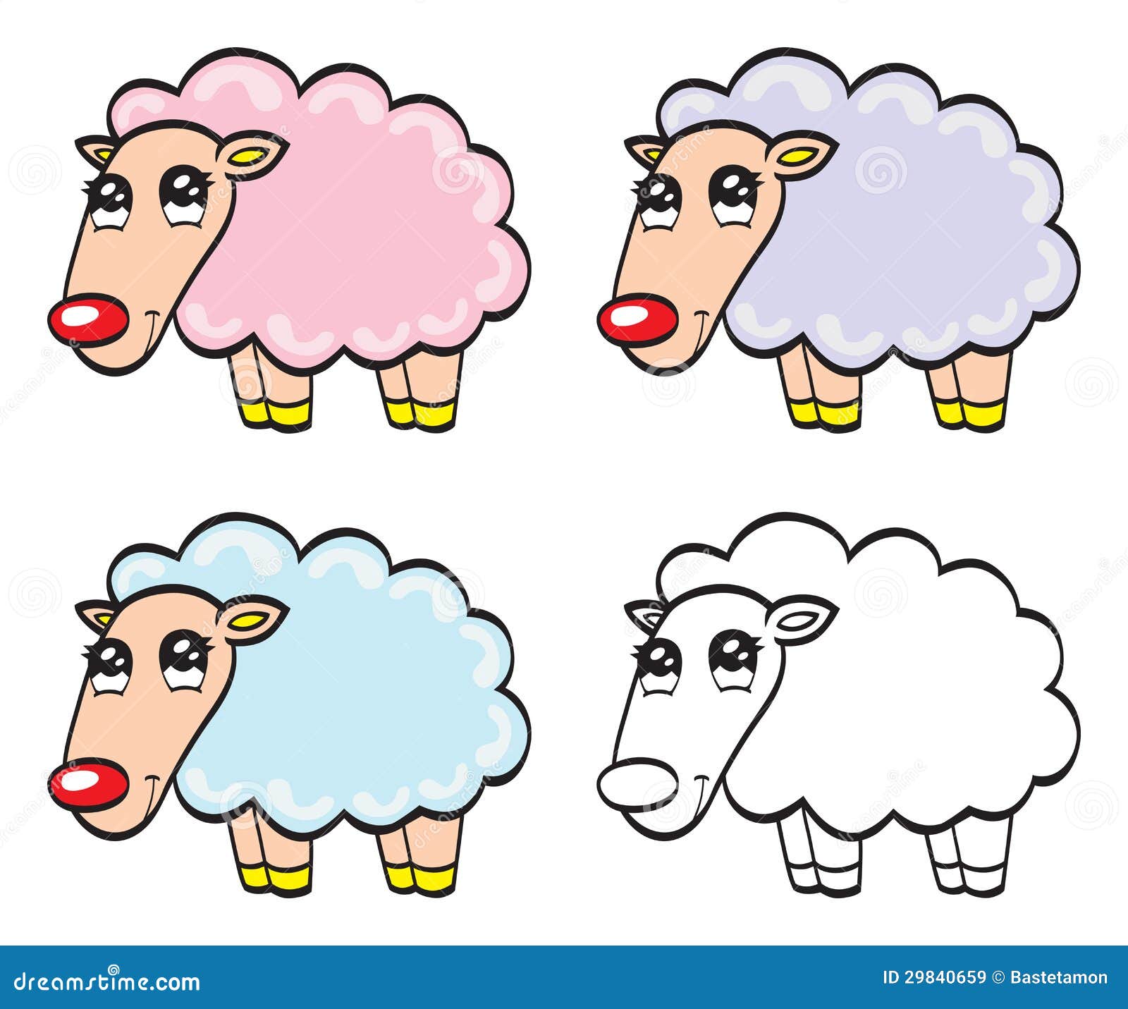 Cute cartoon baby sheep stock vector. Illustration of pink - 29840659