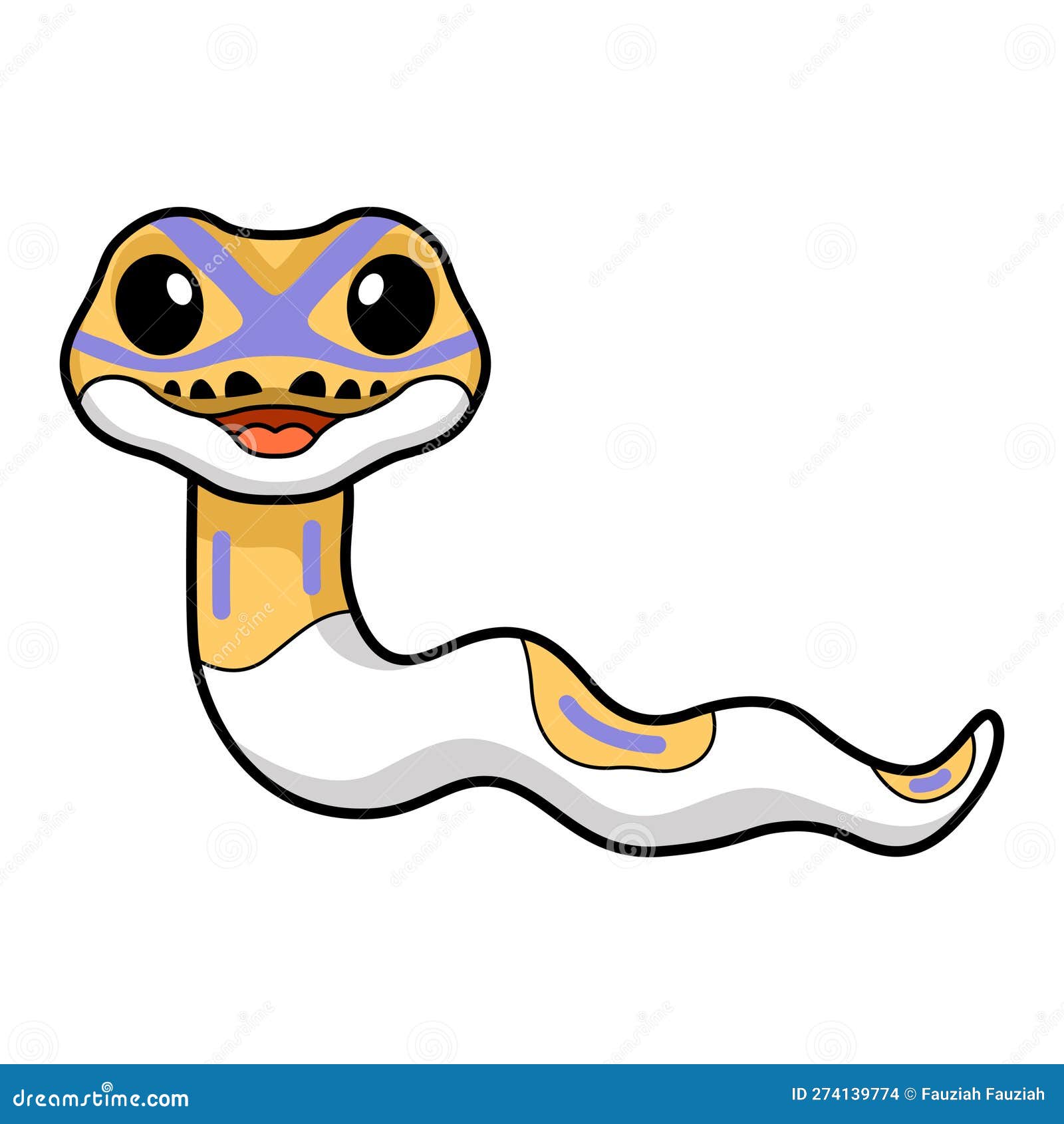 Cute Banana Pied Ball Python Cartoon Vector Illustration ...