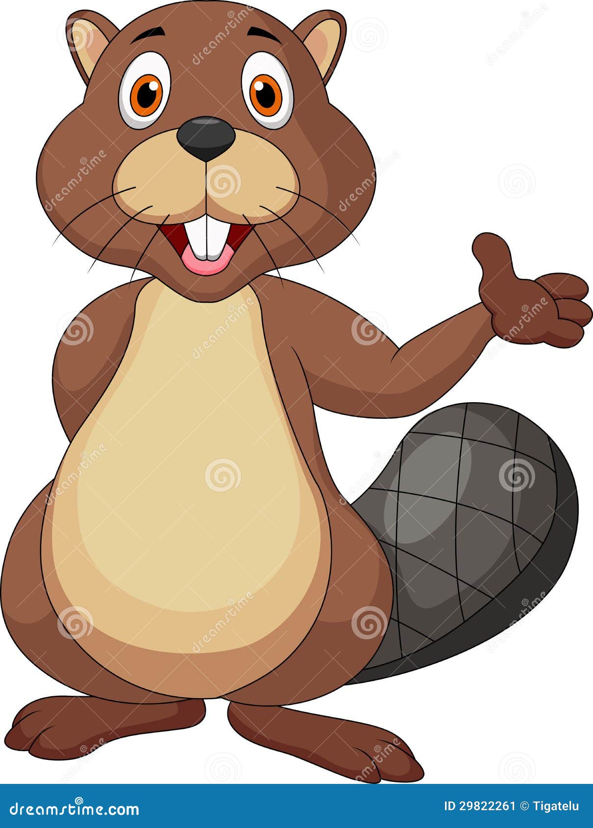Cute Beaver Cartoon Waving Hand Stock Vector - Illustration of ...