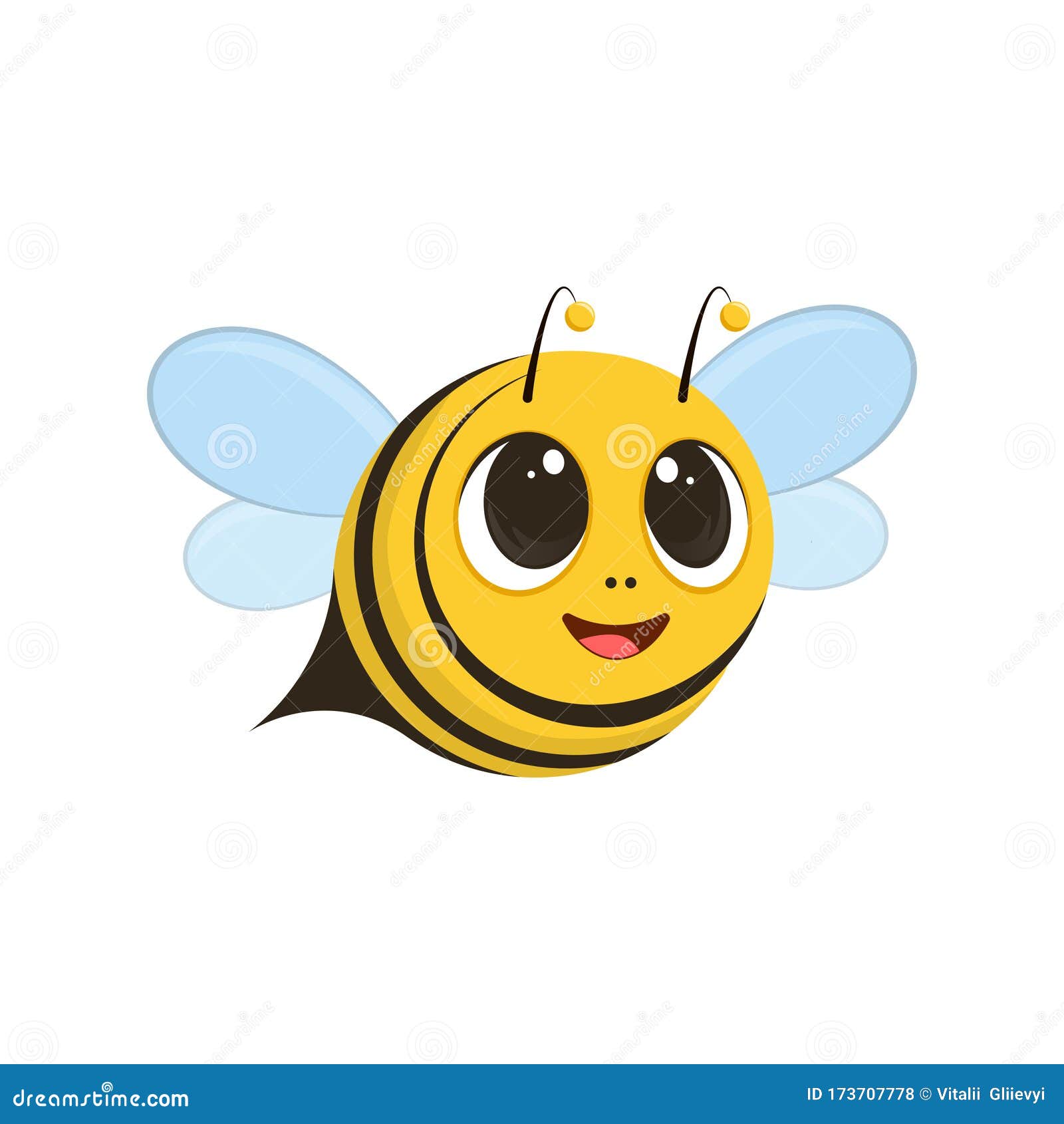 Illustration of a Cute Bee Flying and Smiling Stock Vector ...