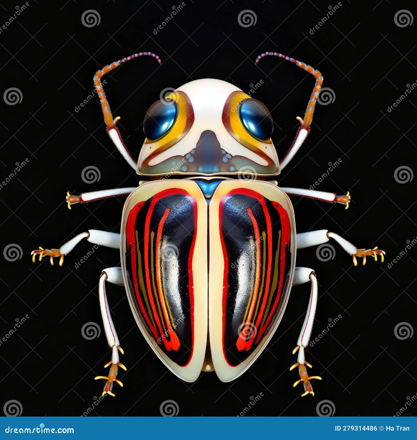 Illustration of a Cute Beetle Isolated on Black Background Stock ...