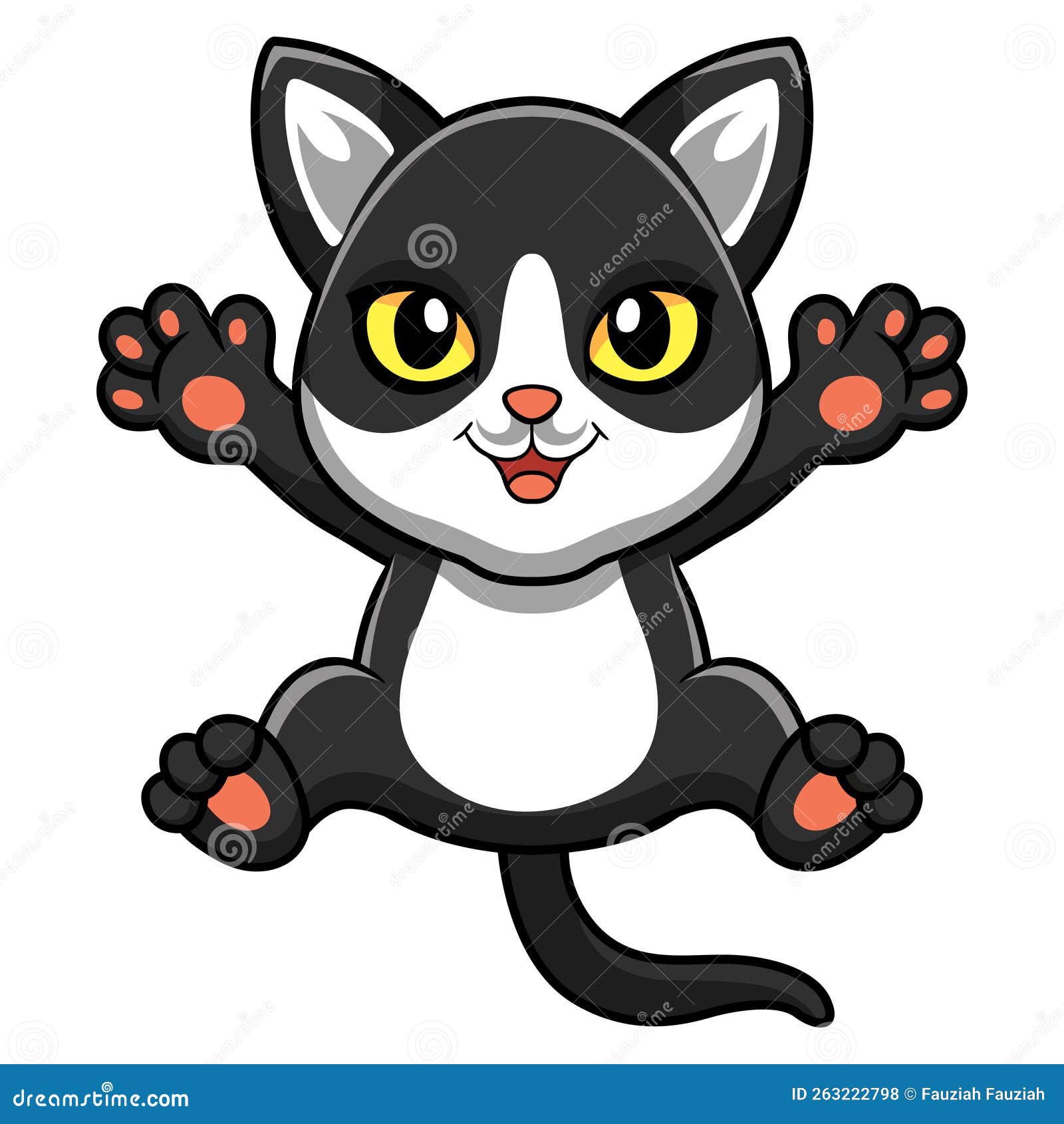 Cute Black Smoke Cat Cartoon Stock Vector - Illustration of baby ...