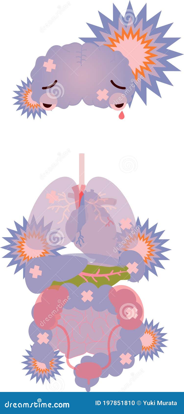 Illustration of Cute Blue Human Organs Stock Vector - Illustration of ...