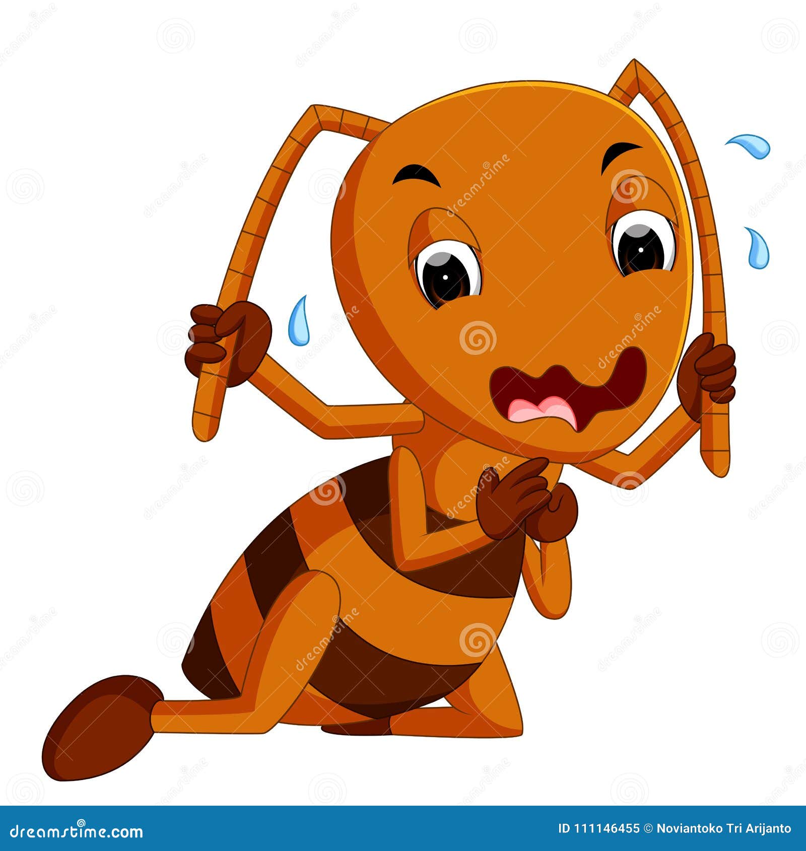 Cute brown ant crying stock vector. Illustration of isolated - 111146455