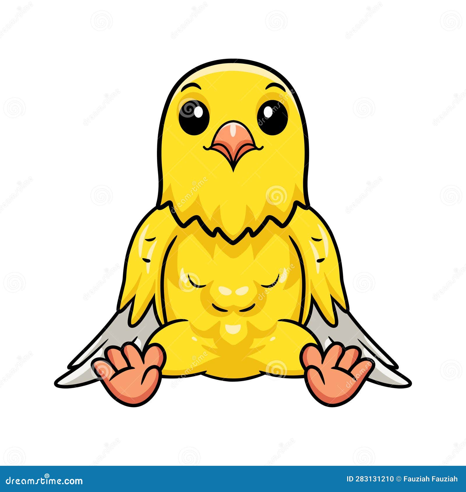 Cute Canary Bird Cartoon Sitting Stock Vector - Illustration of cute ...