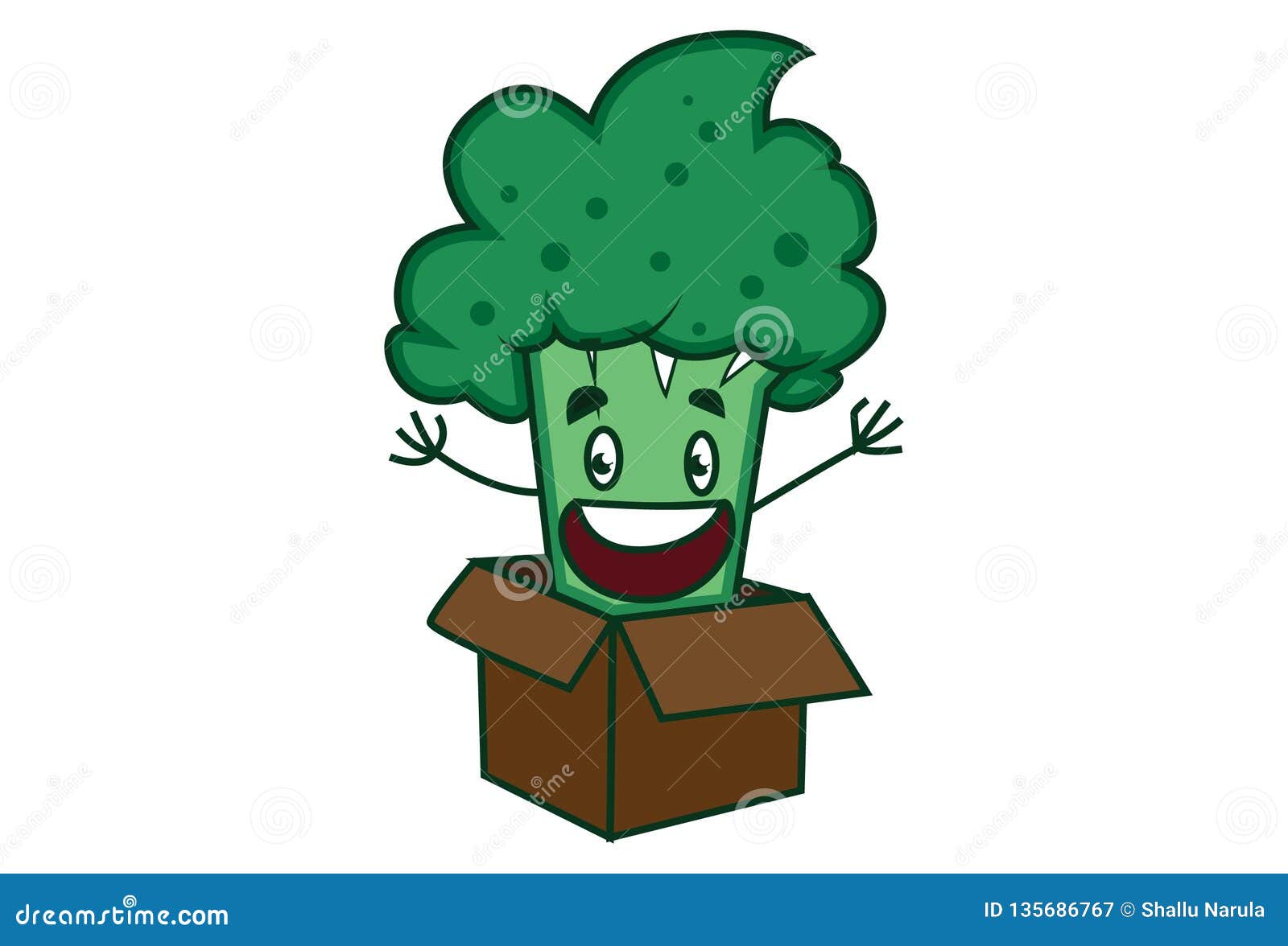 Illustration of Cute Cartoon Broccoli Stock Vector - Illustration of ...
