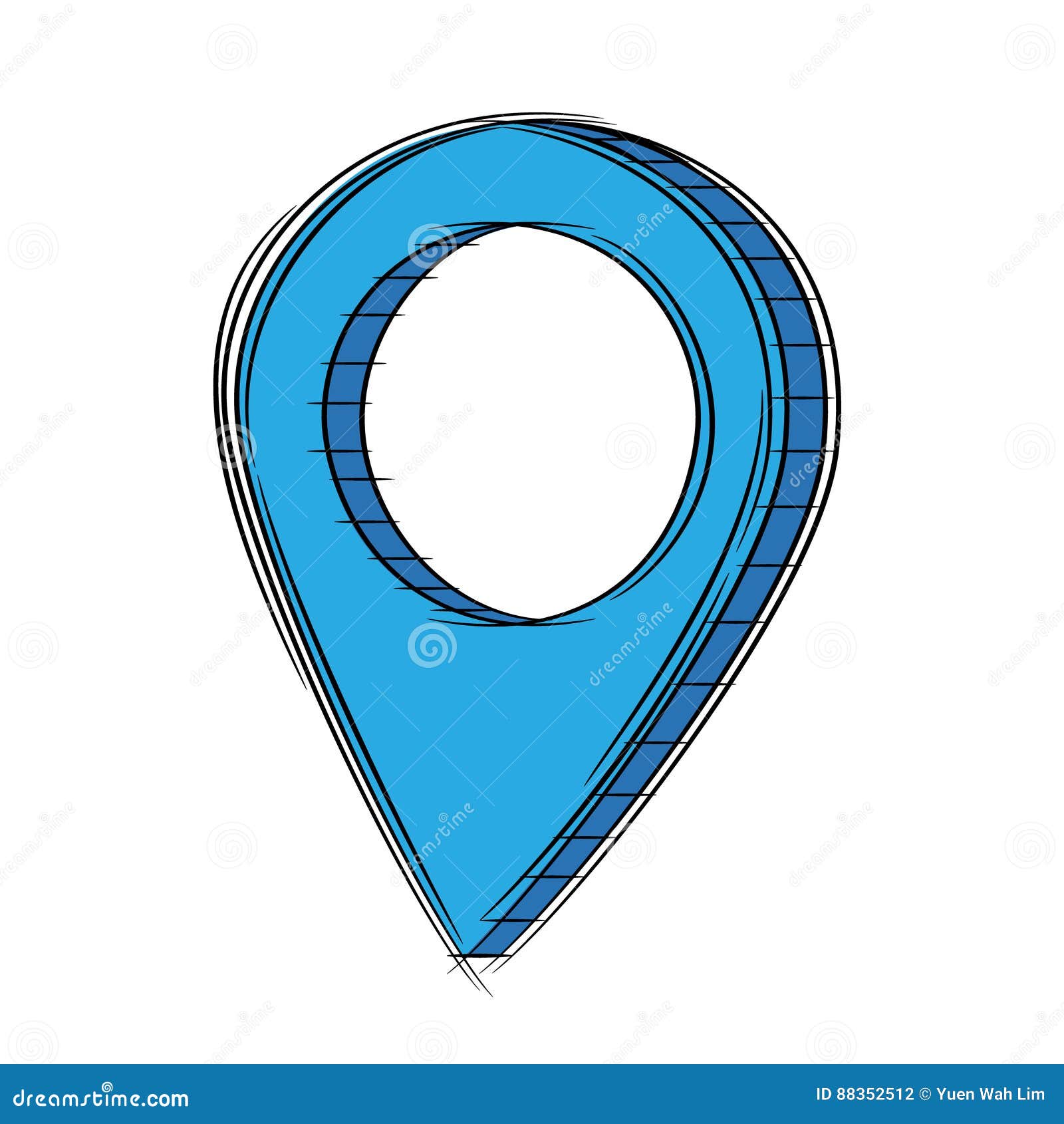 Illustration of Cute Cartoon Doodle of 3D Map Pointer Icon. EPS8 Stock ...