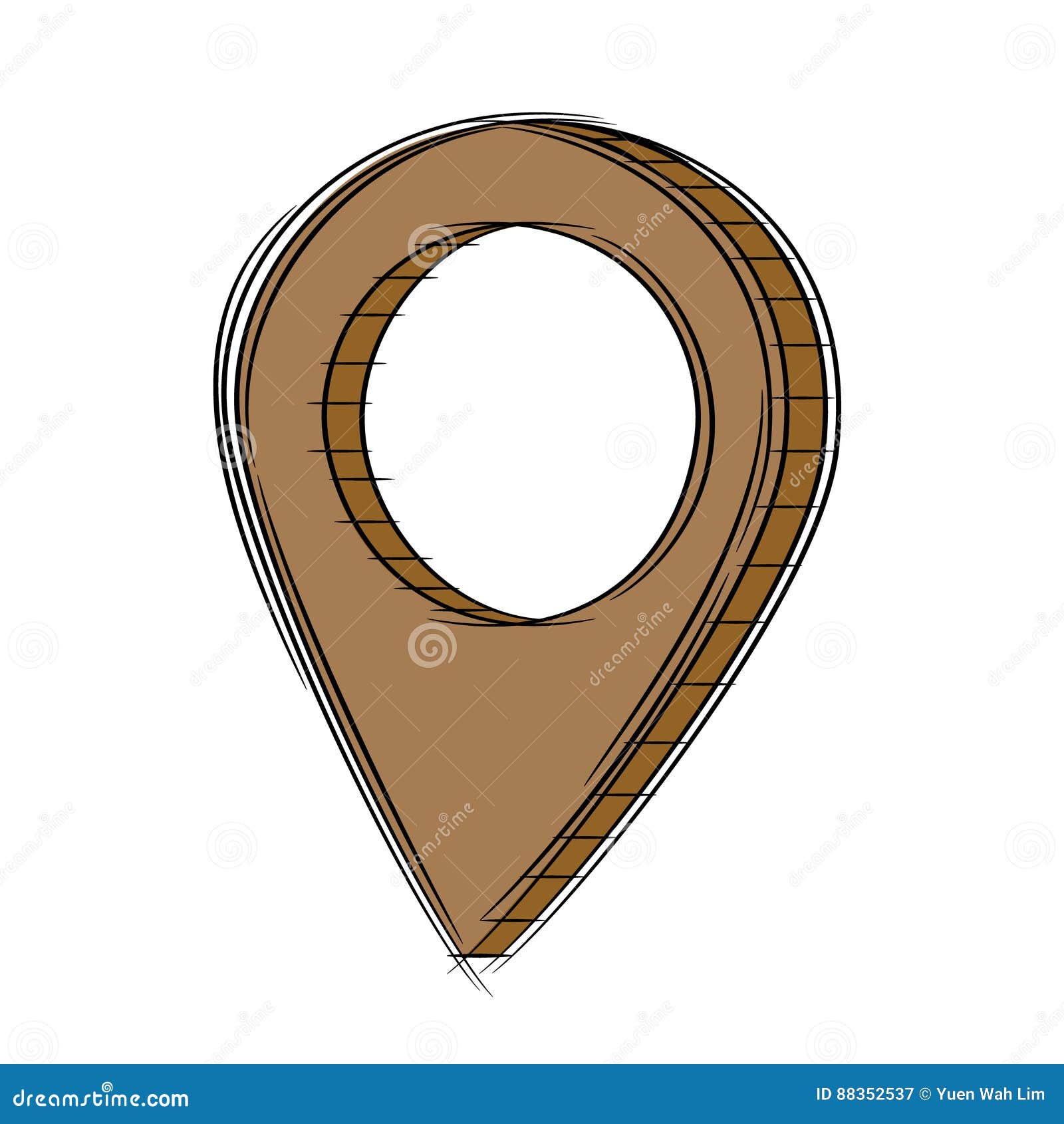 Illustration of Cute Cartoon Doodle of 3D Map Pointer Icon. EPS8 Stock ...
